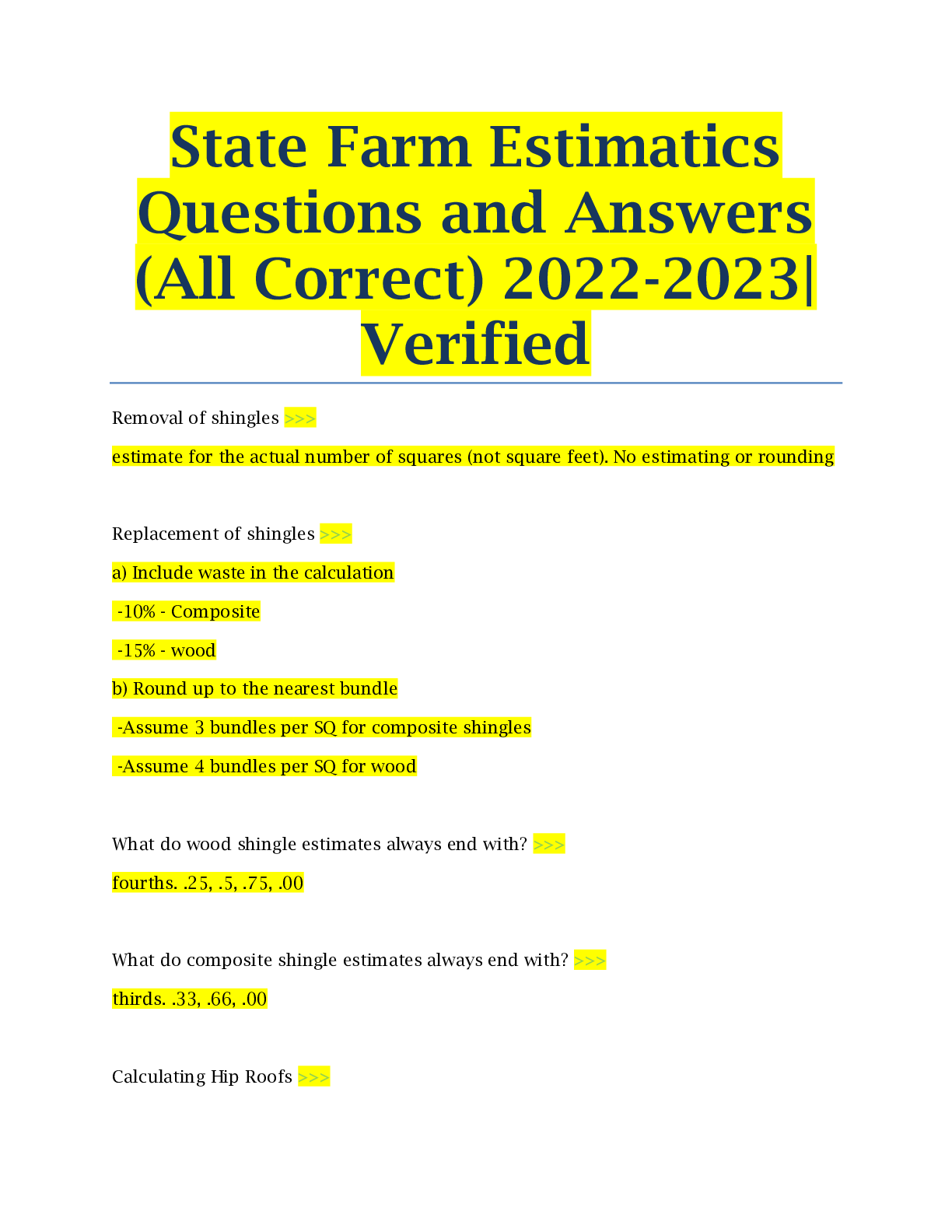 State Farm Estimatics Questions and Answers (All Correct) 2022-2023 ...