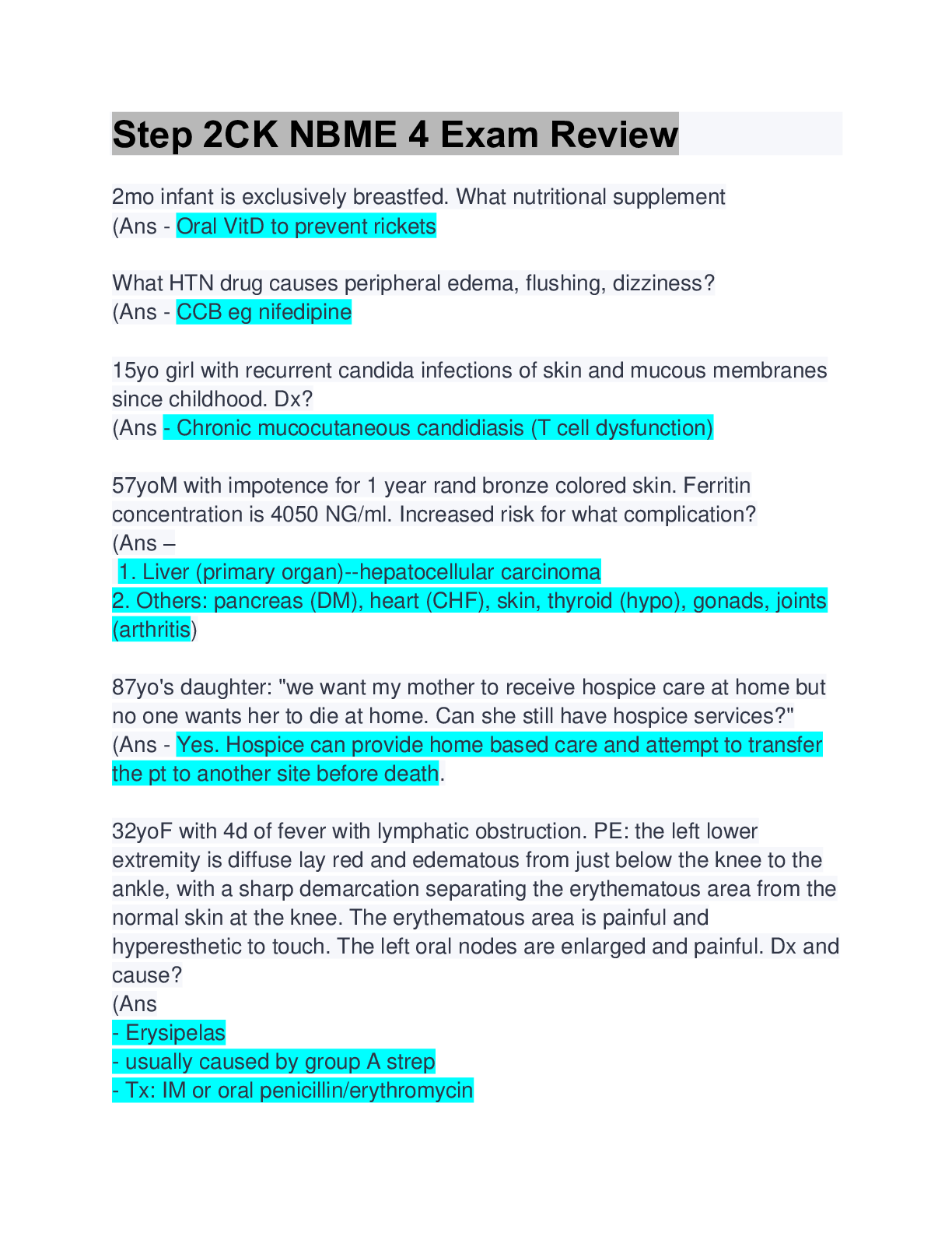 Step 2CK NBME 4 Exam Review: Questions & Answers: Updated A+ Guide ...