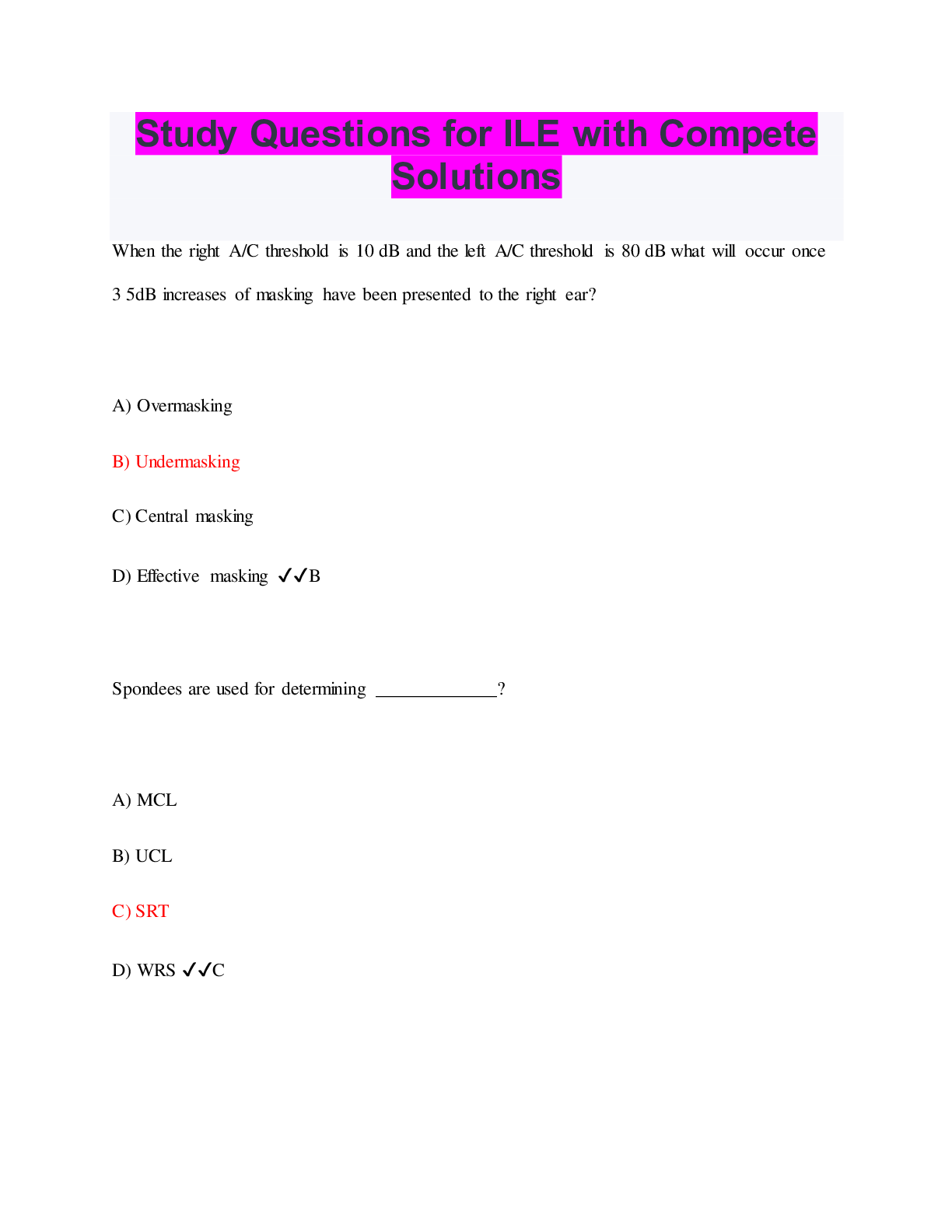 ILE BUNDLED EXAMS QUESTIONS AND ANSWERS ALREADY PASSED - Scholarfriends
