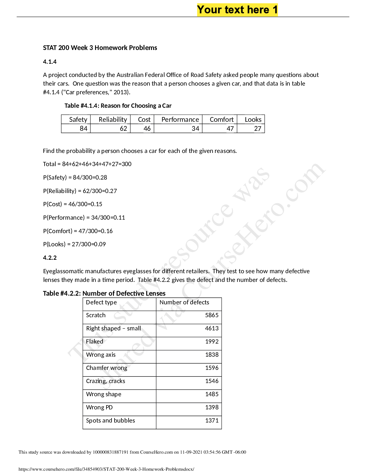 STAT 200 Week 3 Homework Problems. 2022 update - Scholarfriends
