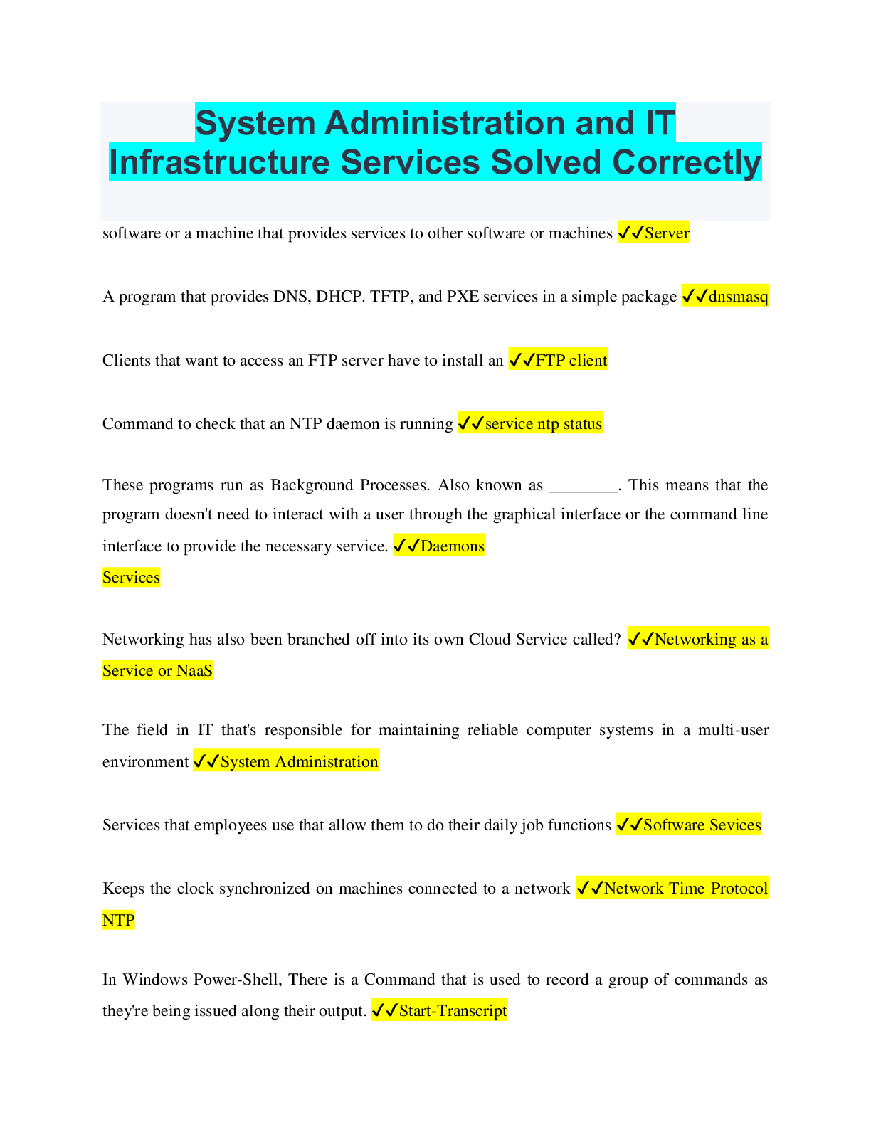 System Administration and IT Infrastructure Services Solved Correctly ...
