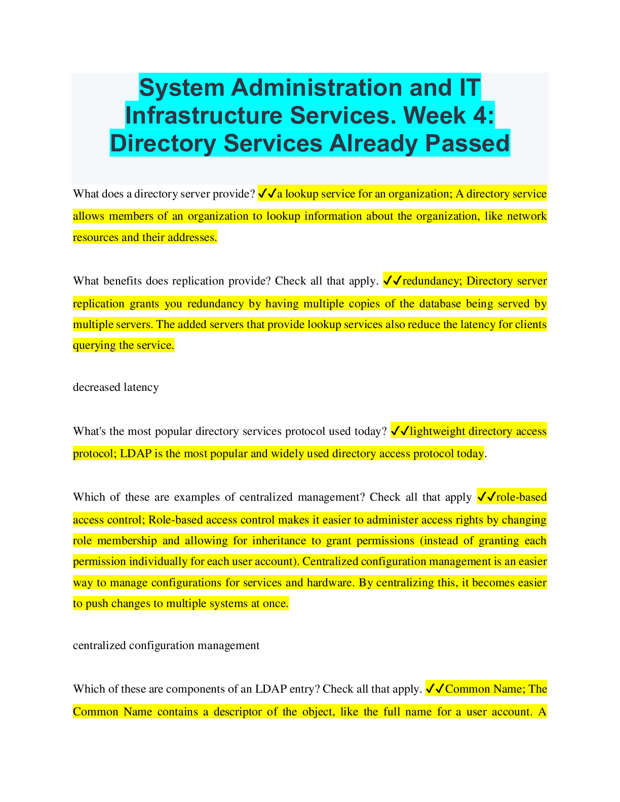 System Administration and IT Infrastructure Services. Week 4: Directory ...
