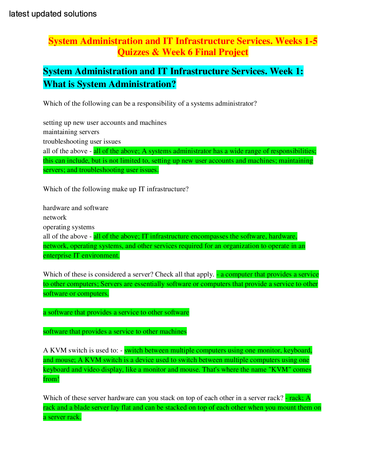 System Administration and IT Infrastructure Services. Week 3 ...