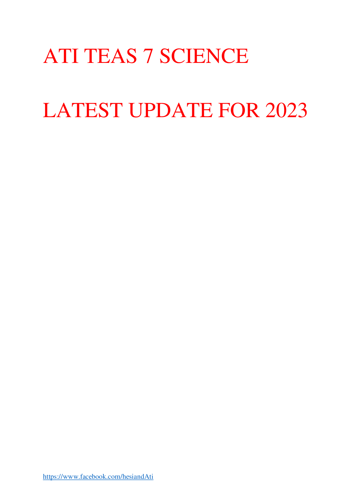 ATI TEAS 7 SCIENCE LATEST UPDATE FOR - Scholarfriends