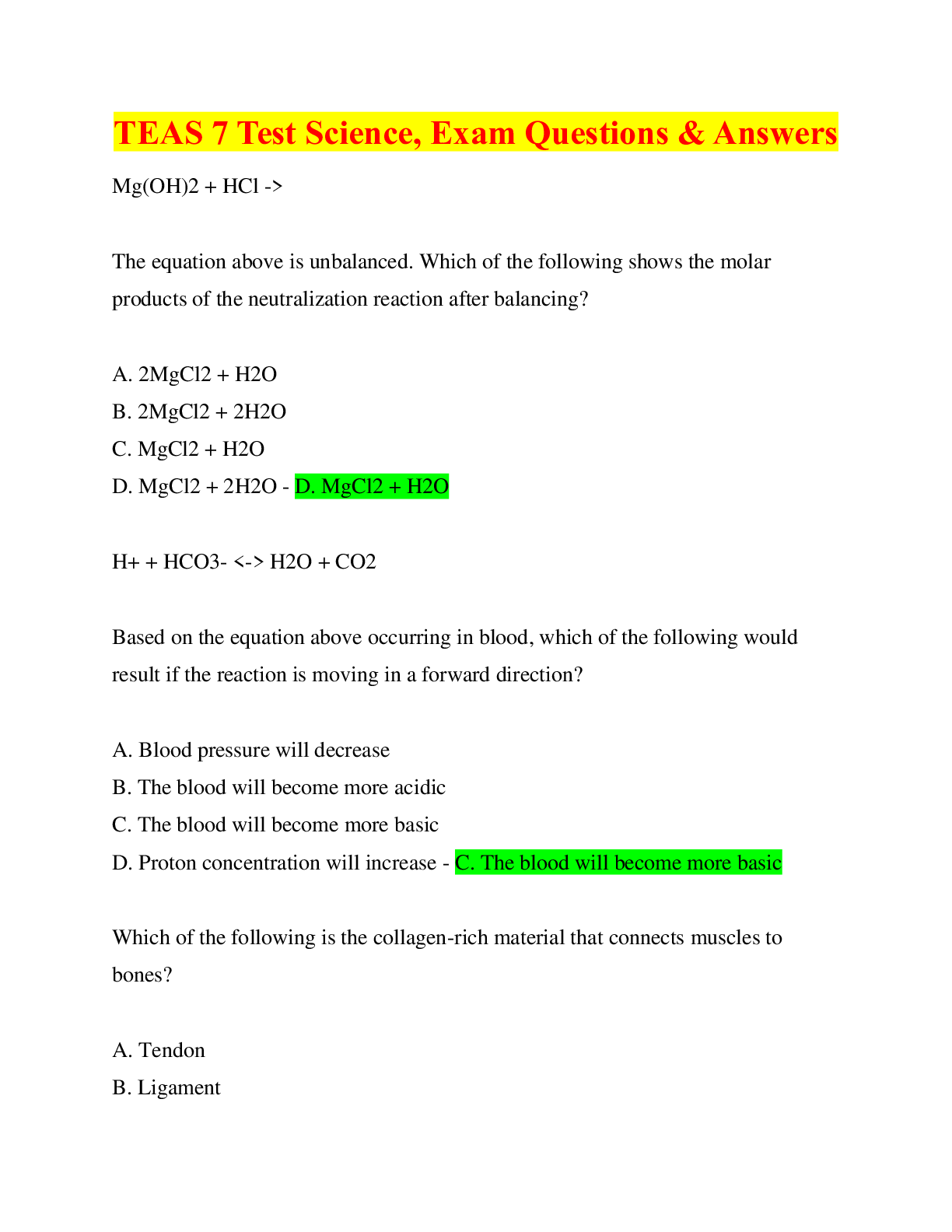 ATI-TEAS-7-Test-Science-Exam Questions & Answers - Scholarfriends