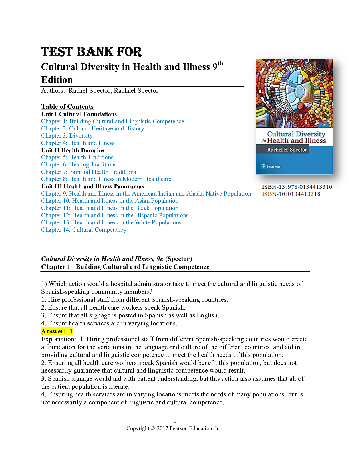 TEST BANK for Cultural Diversity in Health and Illness 9th Edition by ...
