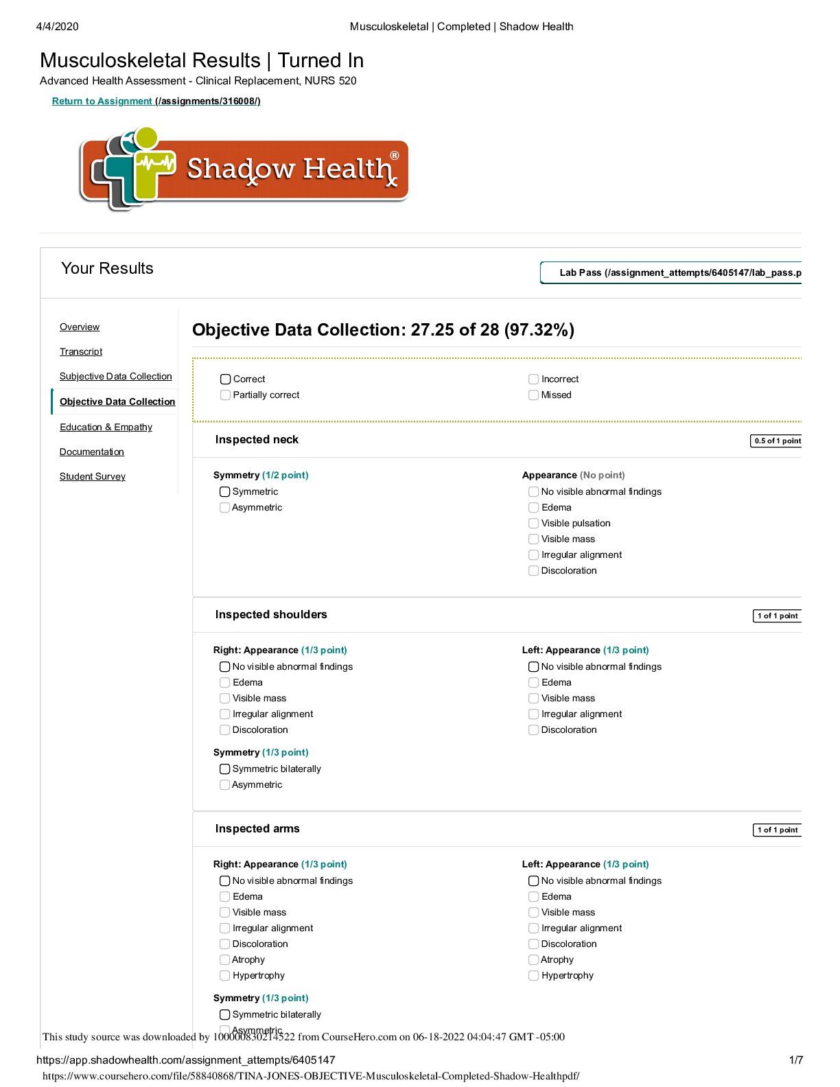 Gastrointestinal Tina Jones Subjective Data Collection Shadow Health ...