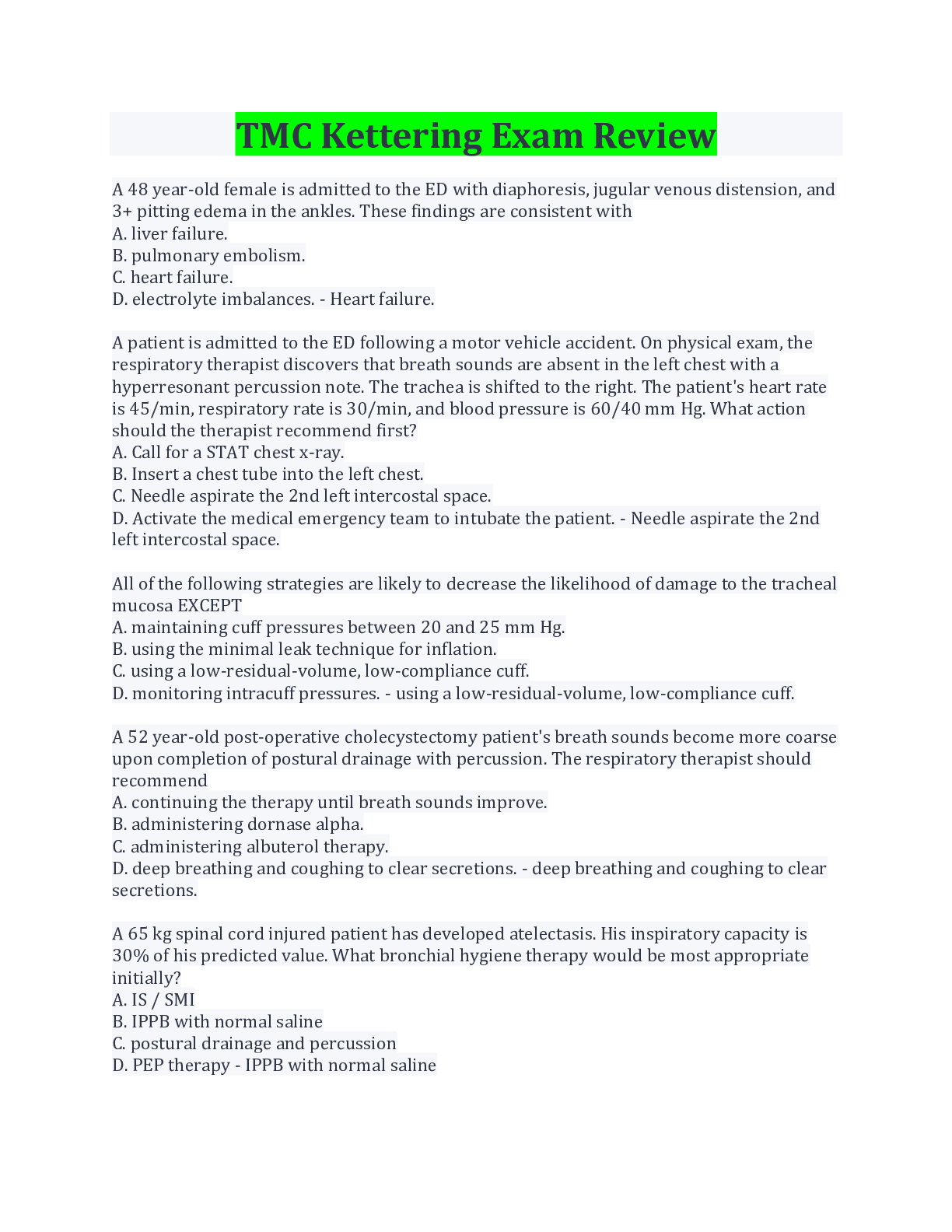 TMC Kettering Exam Review Questions And Answers Latest Update With ...