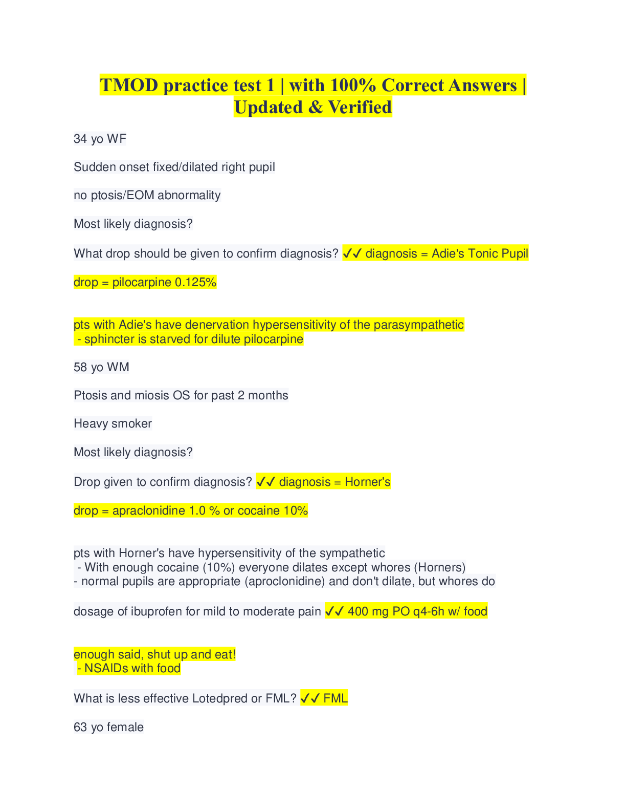 TMOD practice test 1 | with 100% Correct Answers | Updated & Verified ...