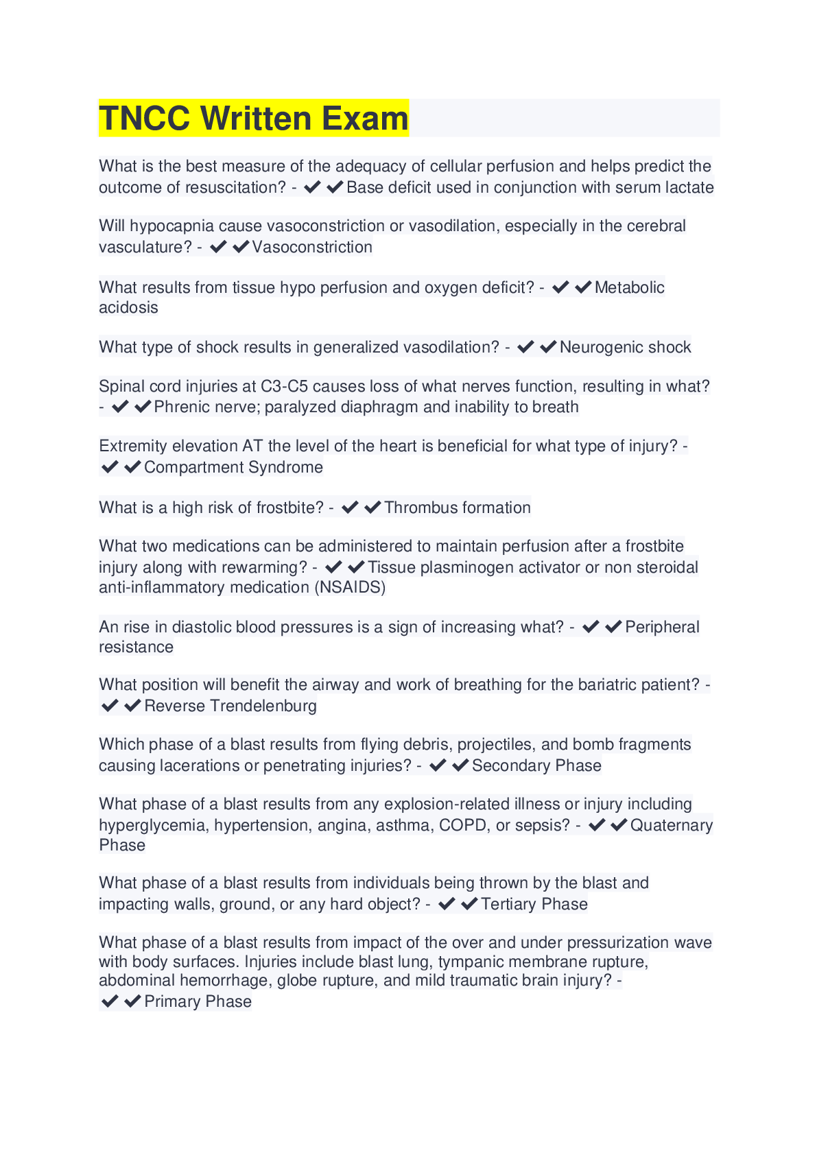 TNCC Written Exam | with 100% correct answers – Scholarfriends ...