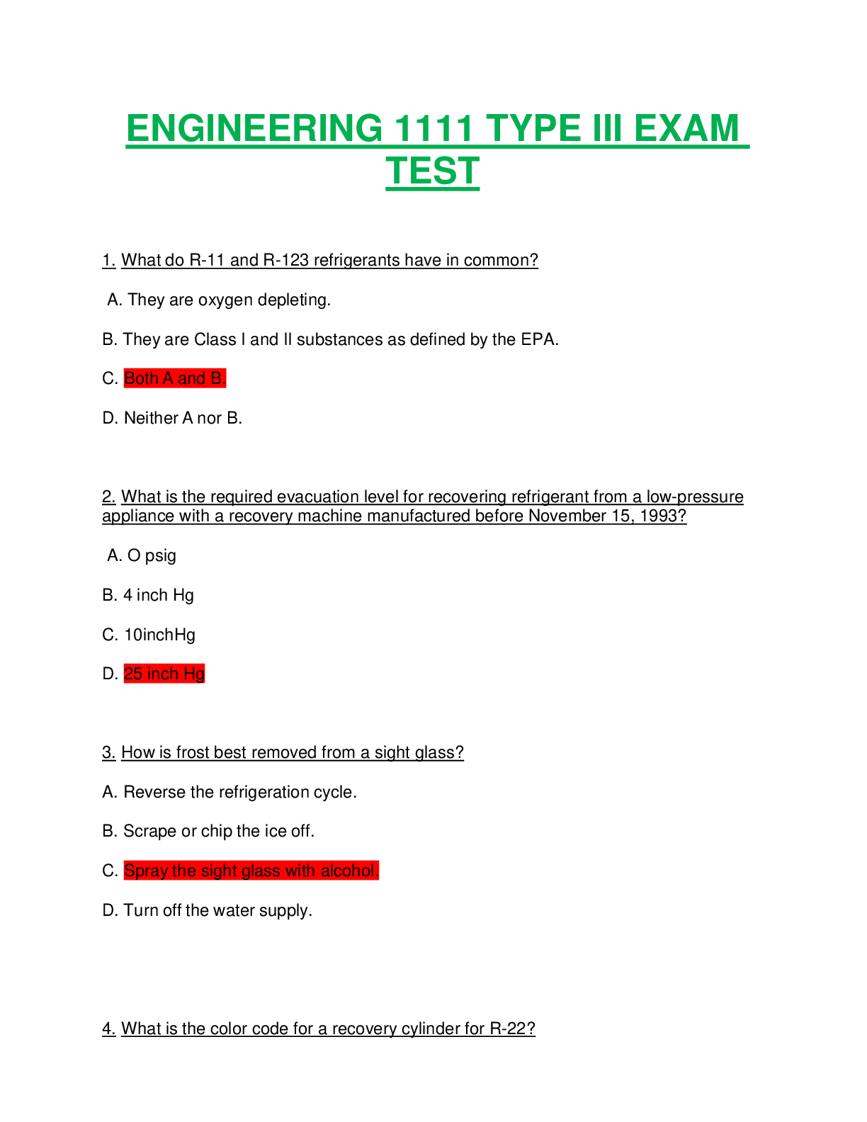 MASSACHUSETTS INSTITUTE OF TECNOLOGY ENGINEERING 1111 TYPE III EXAM ...