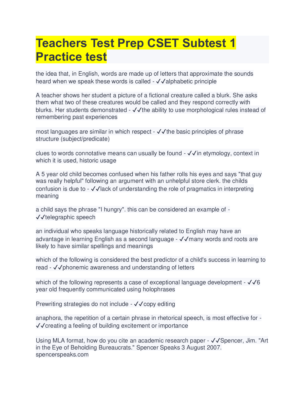 Bundle for CSET Tests Compilation - Scholarfriends