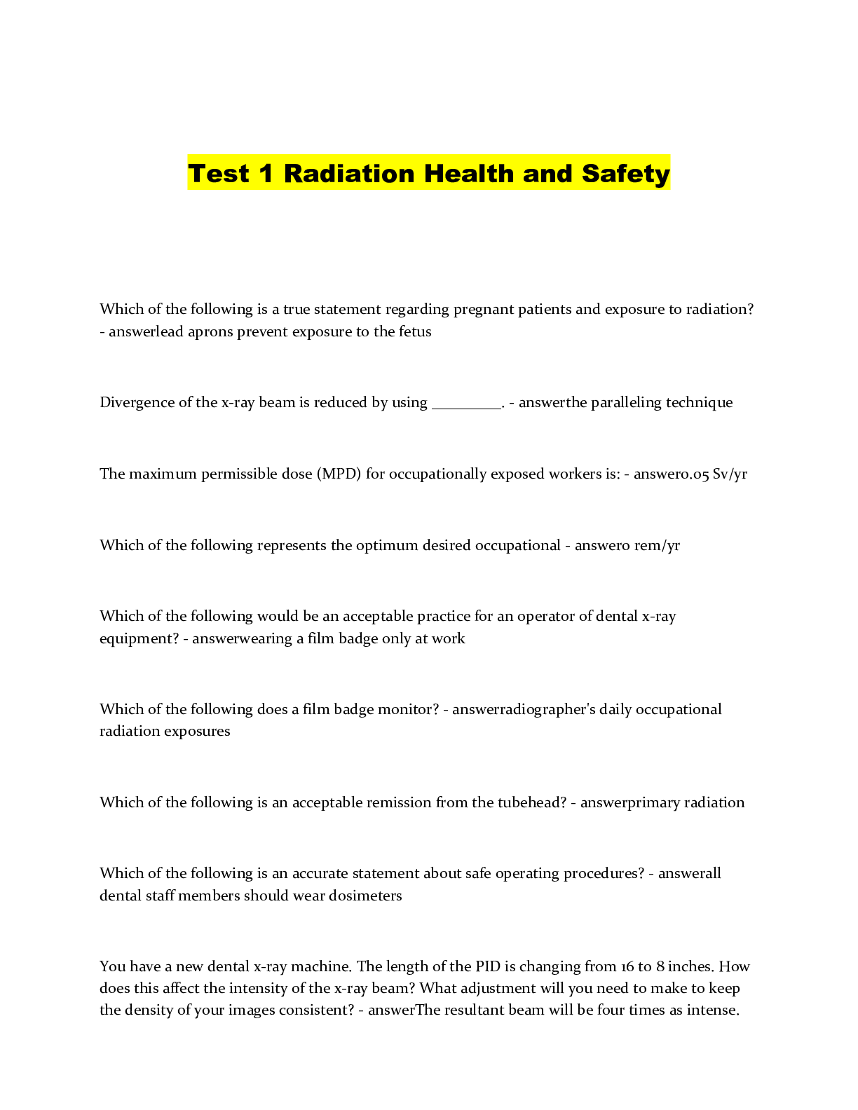 Test 1 Radiation Health and Safety – Scholarfriends - Scholarfriends