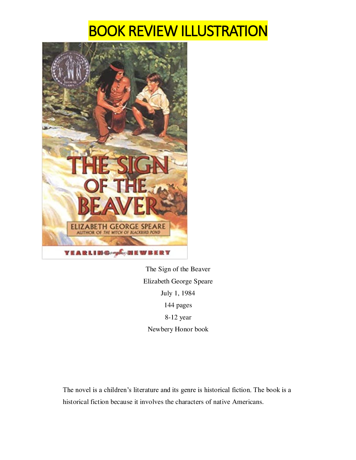 BOOK REVIEW ILLUSTRATION: The Sign of the Beaver Elizabeth George ...