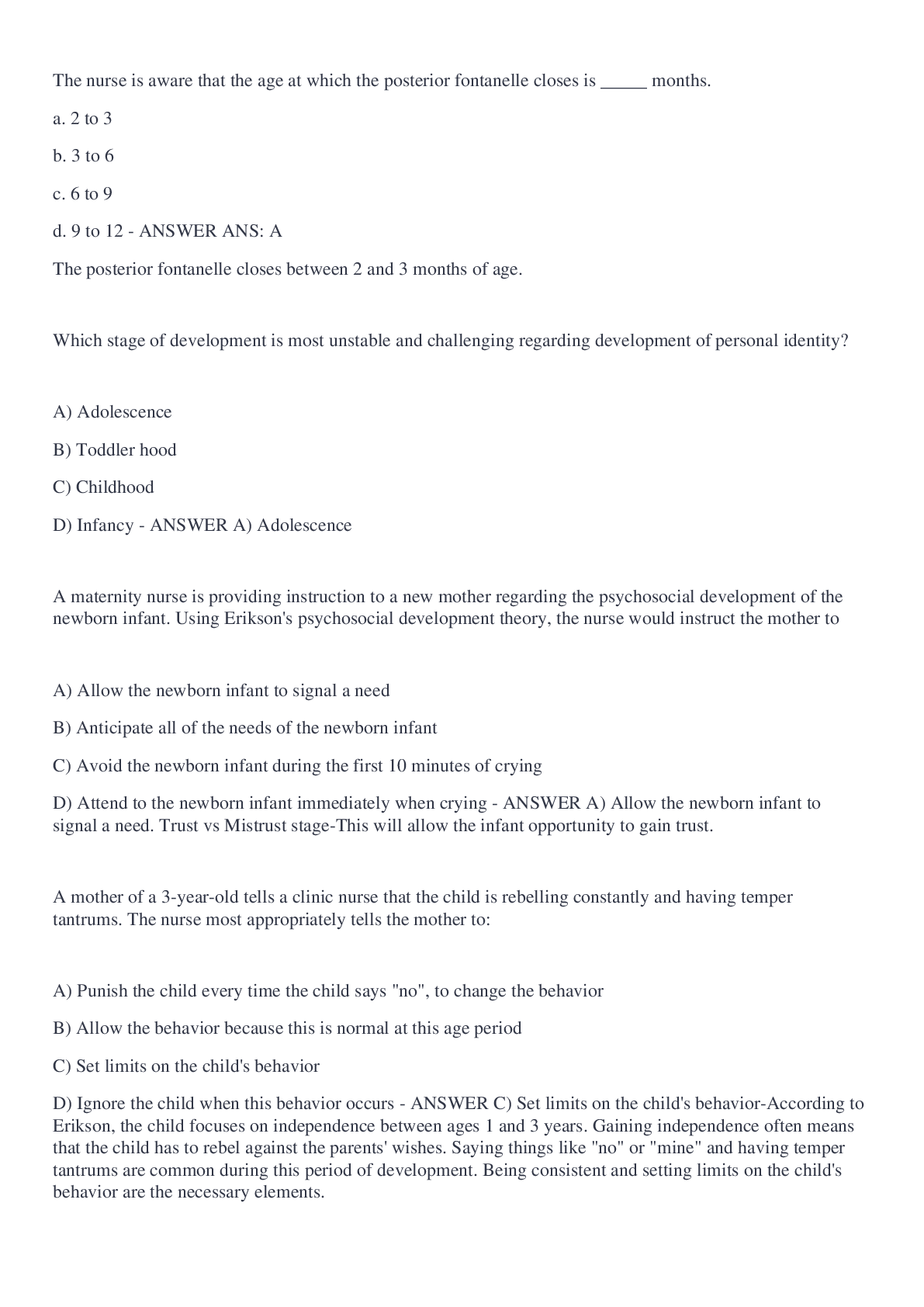 Test Pediatric Growth and Development: NCLEX Questions and Answers ...