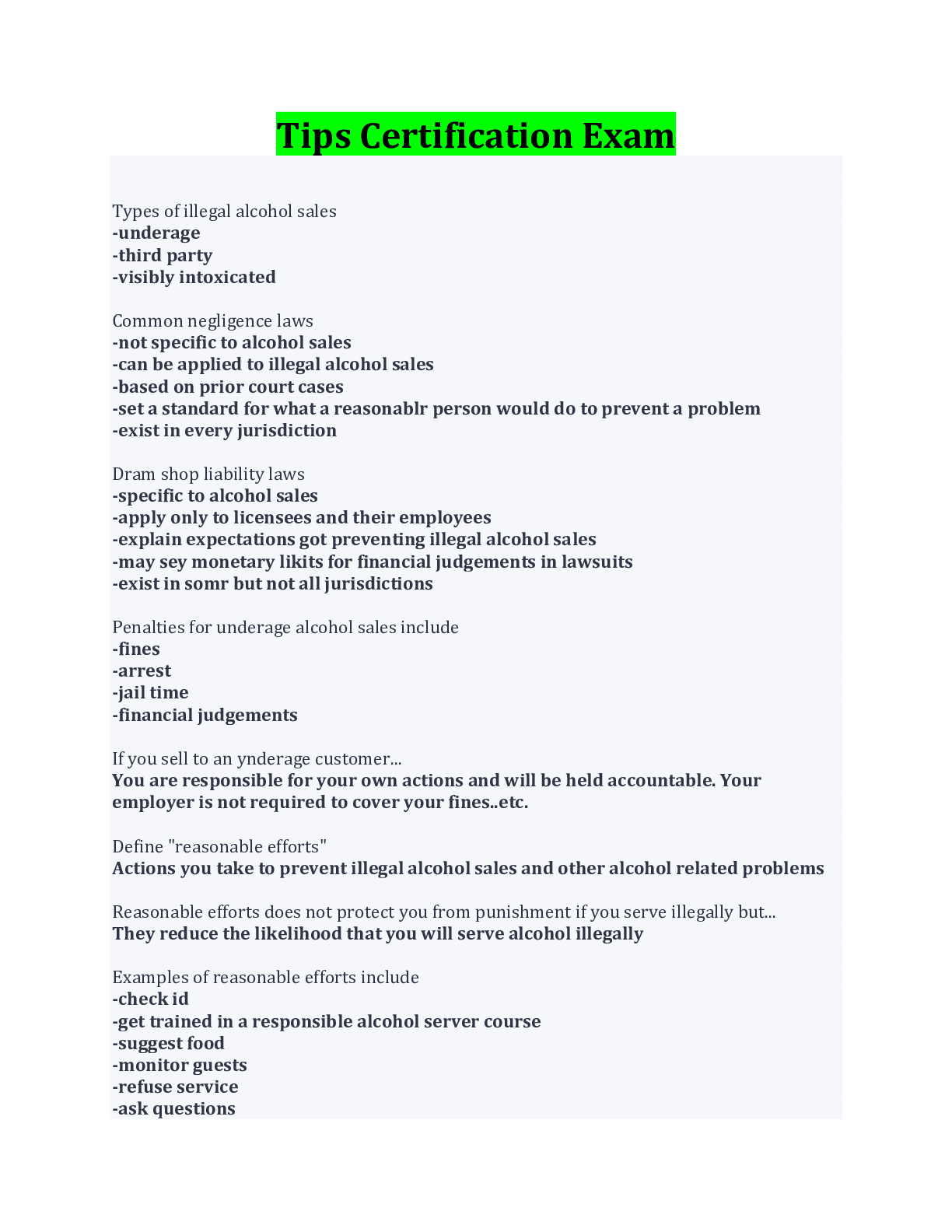 Tips Certification Exam 2022/2023 With Complete Solution - Scholarfriends