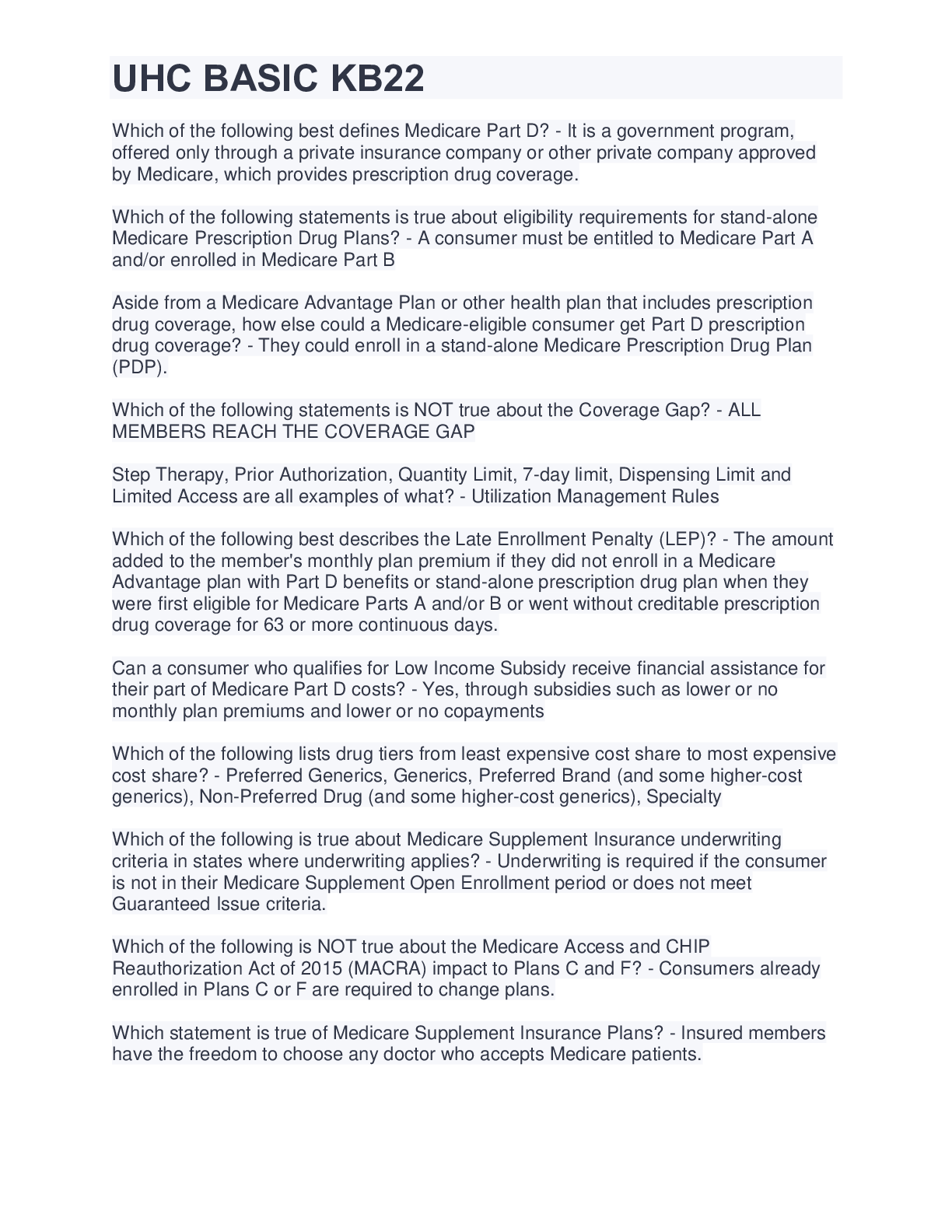 UHC BASIC KB22 - Scholarfriends