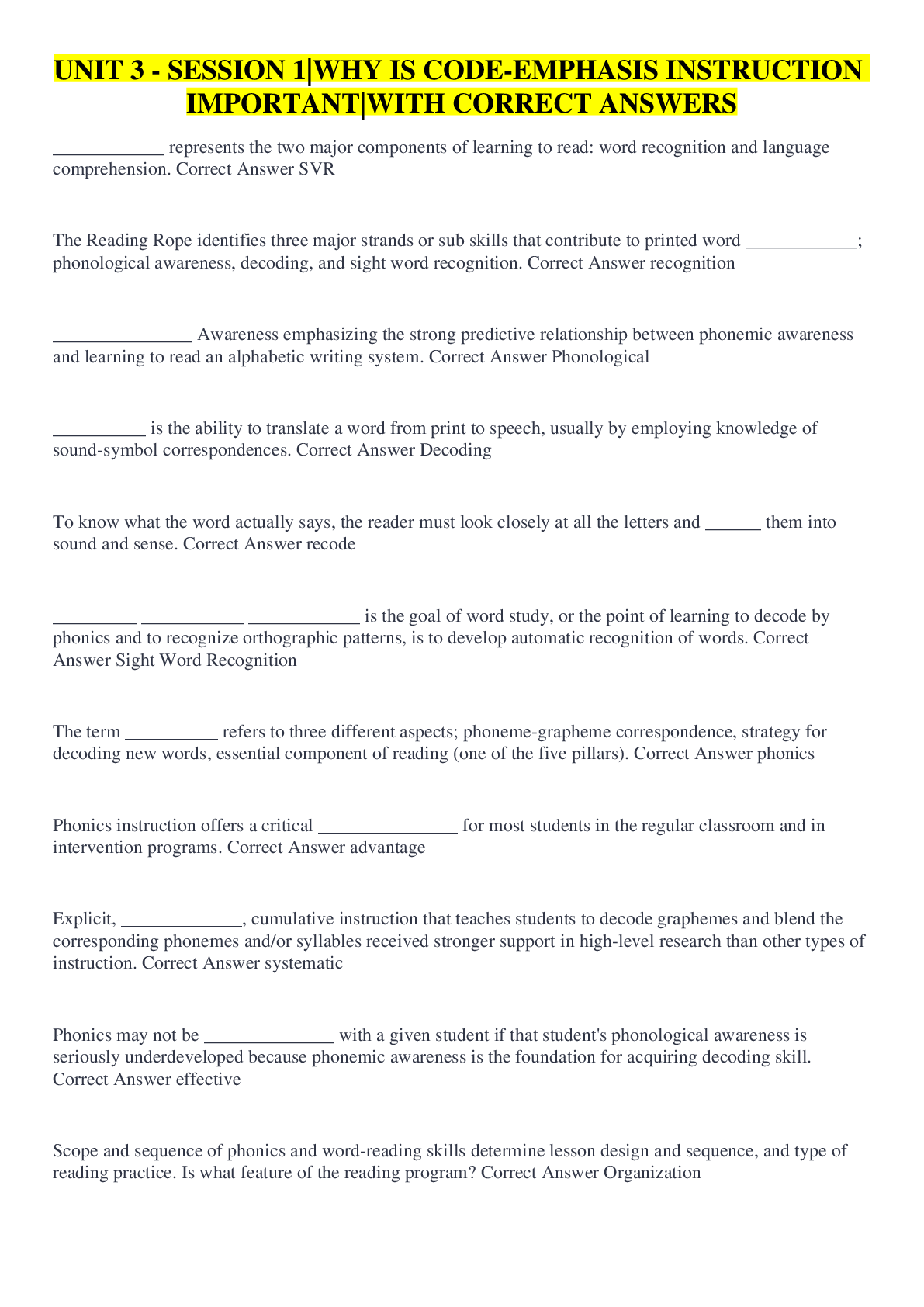 UNIT 3 - SESSION 1|WHY IS CODE-EMPHASIS INSTRUCTION IMPORTANT|WITH ...