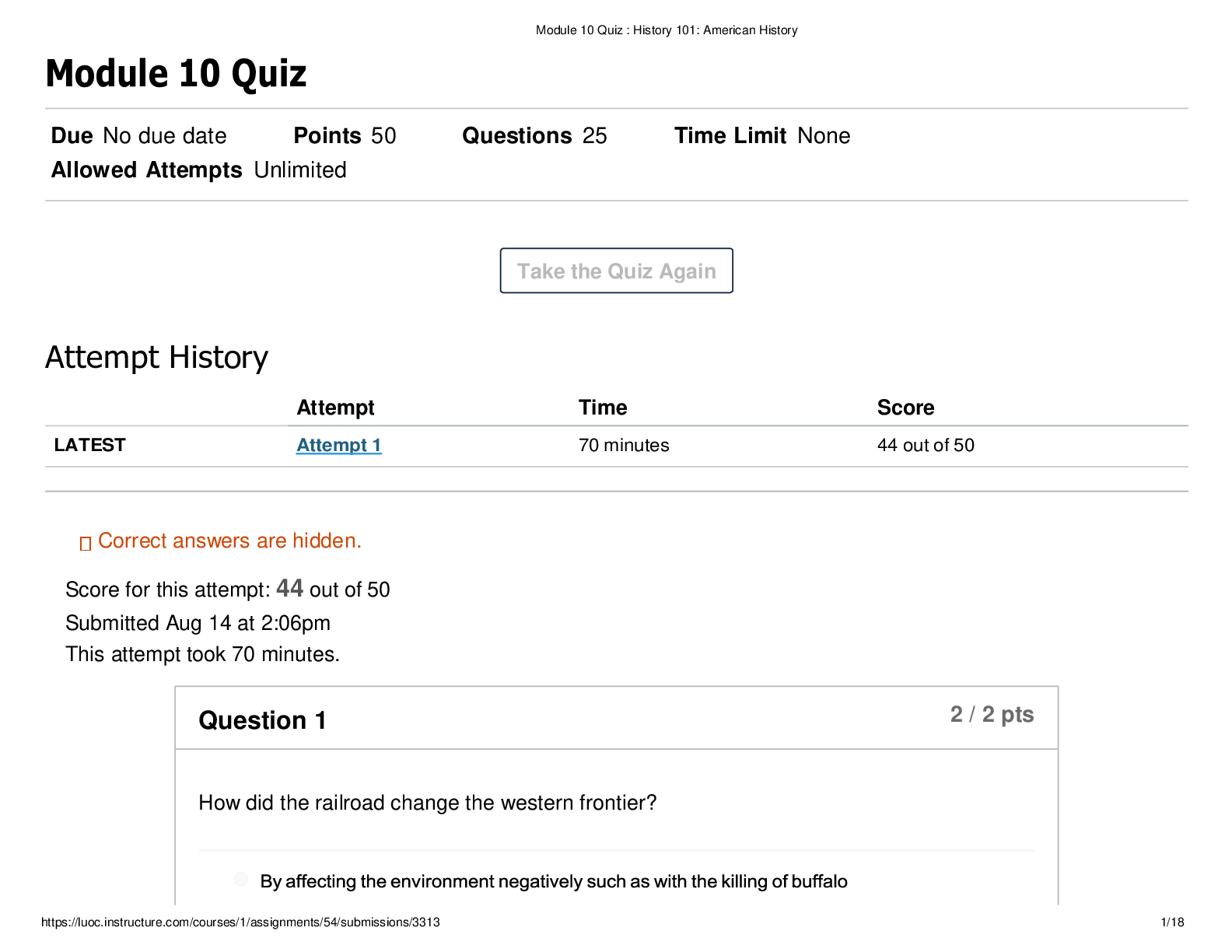 US HISTORY 101 Module 10 Quiz (Questions & Answers) - Scholarfriends