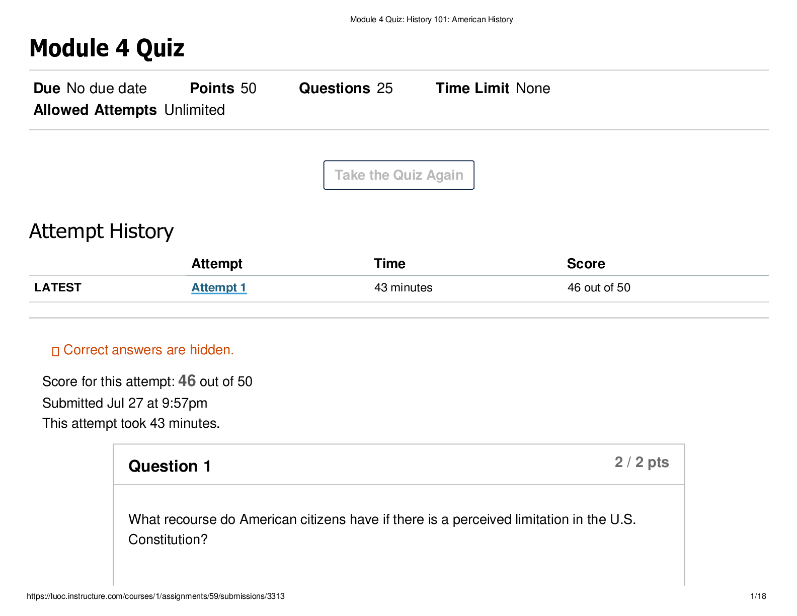 US HISTORY 101 Module 4 Quiz (Questions & Answers) - Scholarfriends