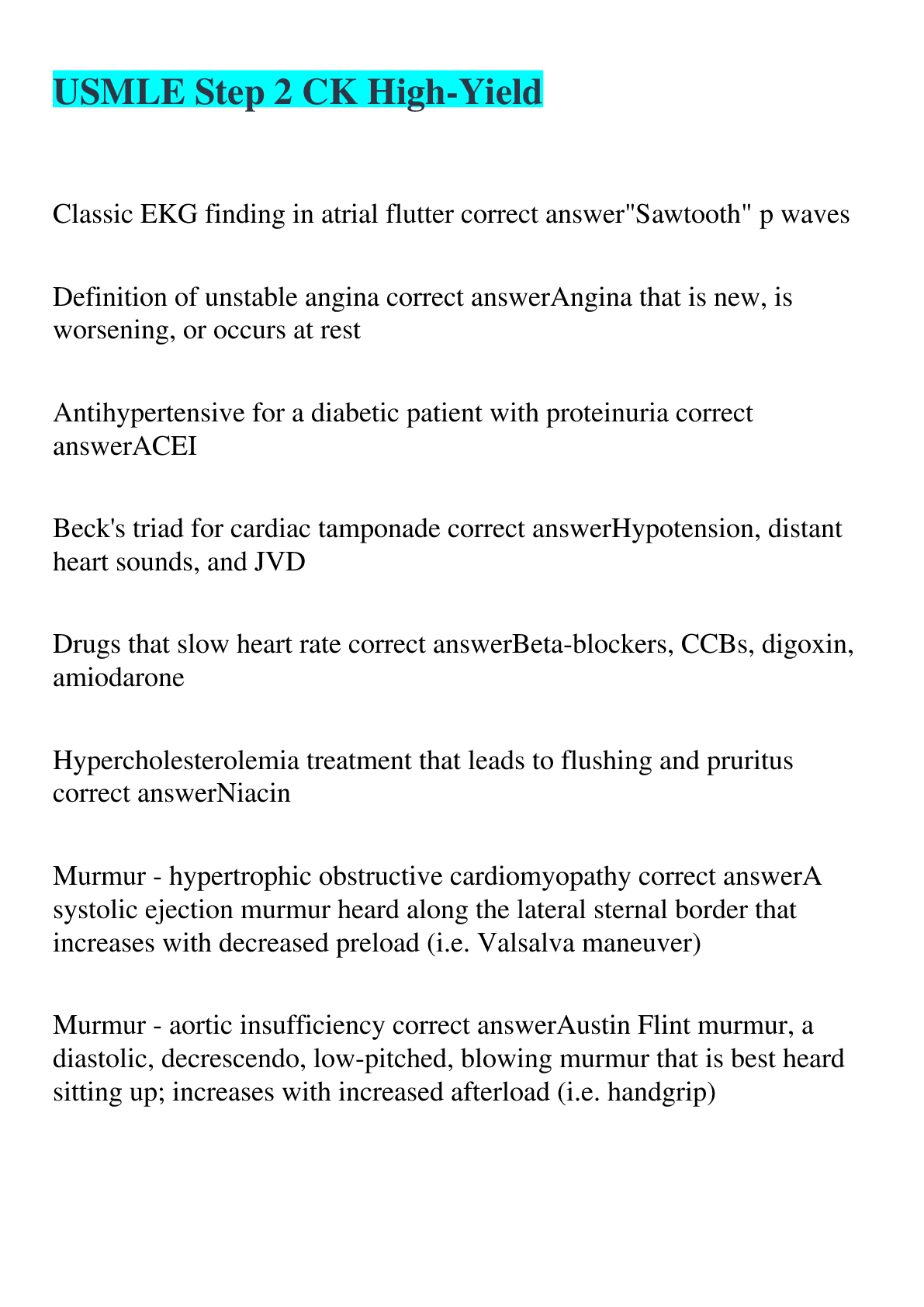 USMLE Step 2 CK High-Yield Complete Test With Questions And Answers ...