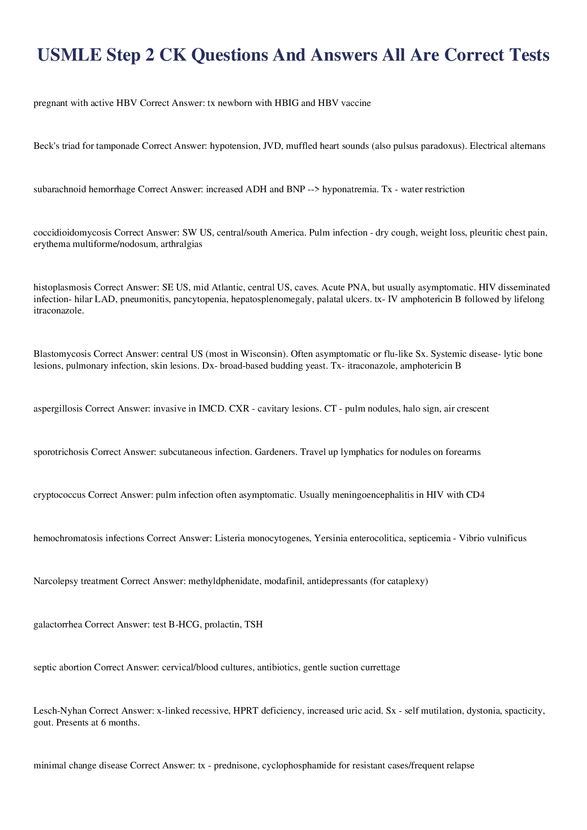 USMLE Step 2 CK Questions And Answers All Are Correct Tests ...