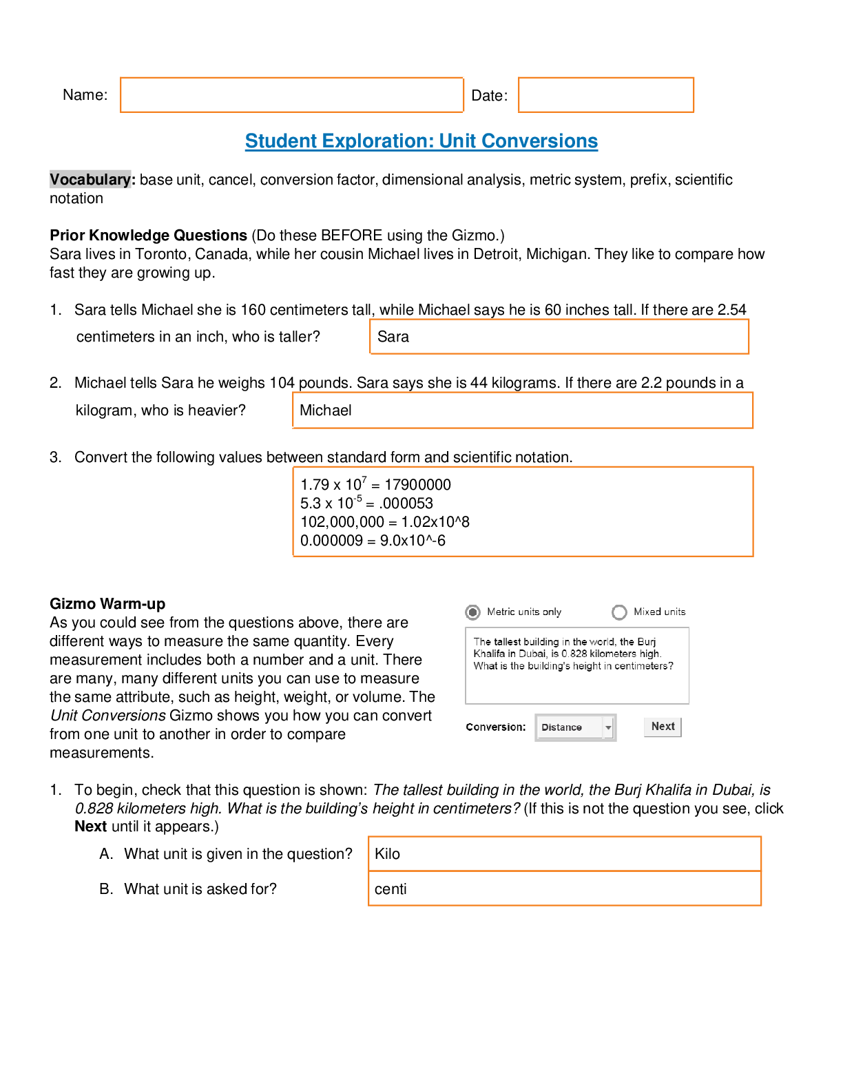 Unit Conversions GIZMOS - Scholarfriends