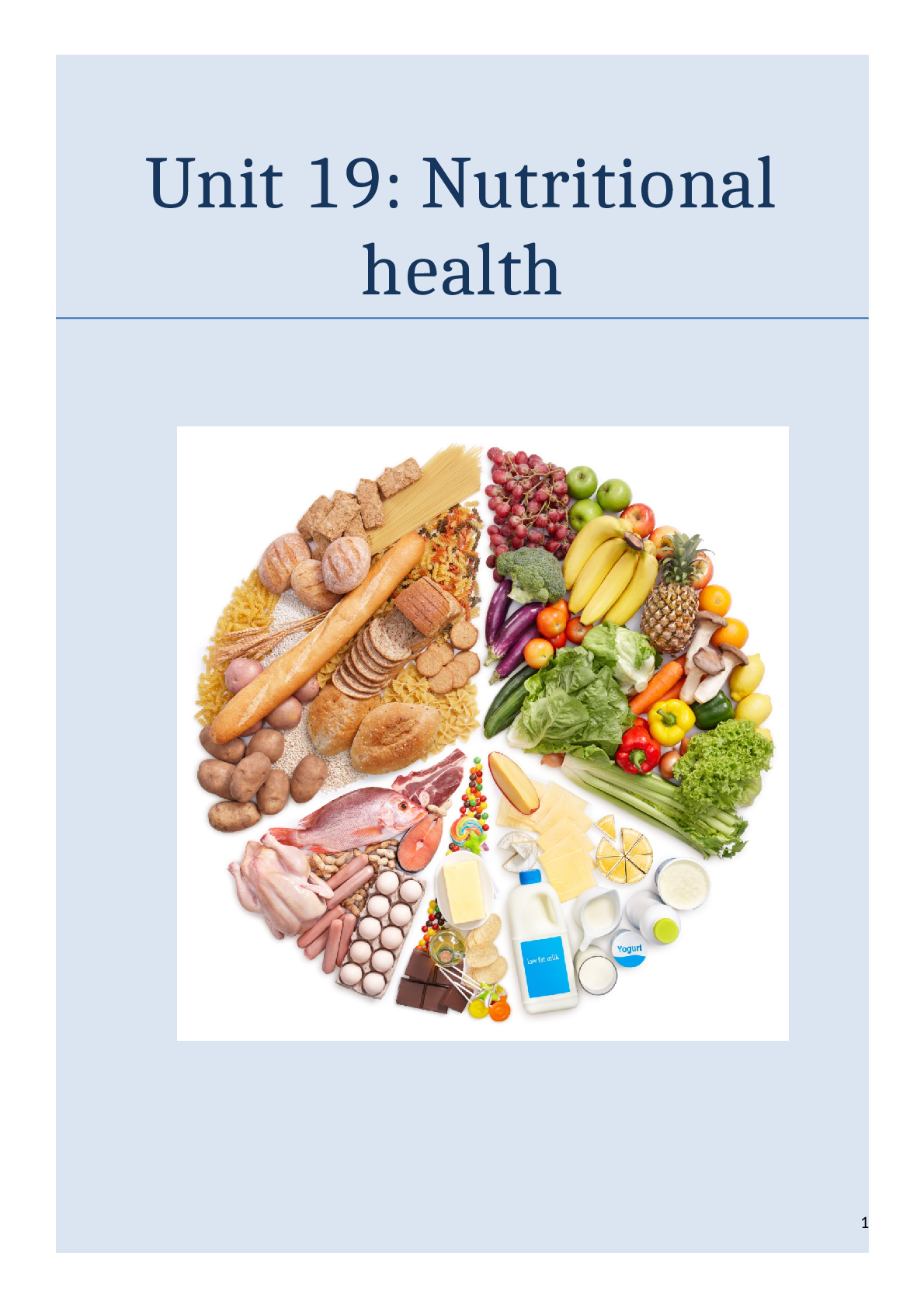 UNIT 19 NUTRITIONAL HEALTH- P5, P6, M3, M4, D2, D3 - Scholarfriends