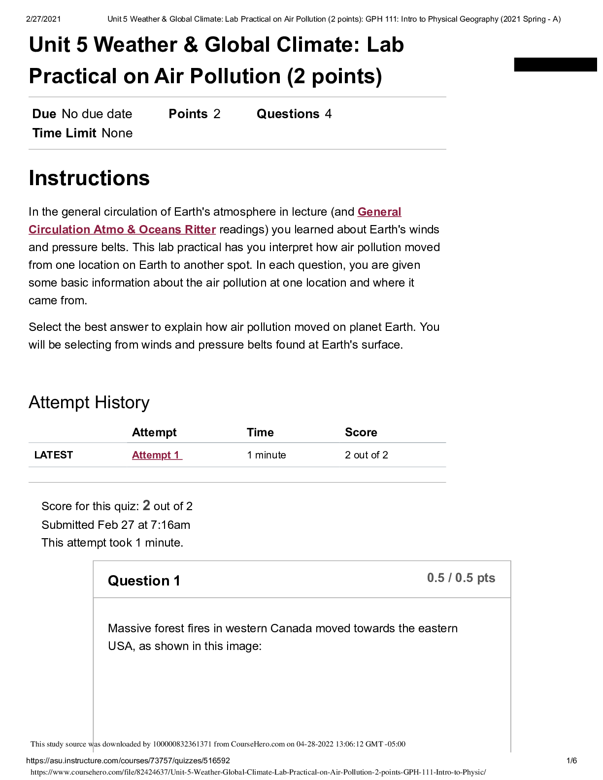 Unit 5 Weather & Global Climate: Lab Practical on Air Pollution (2 ...