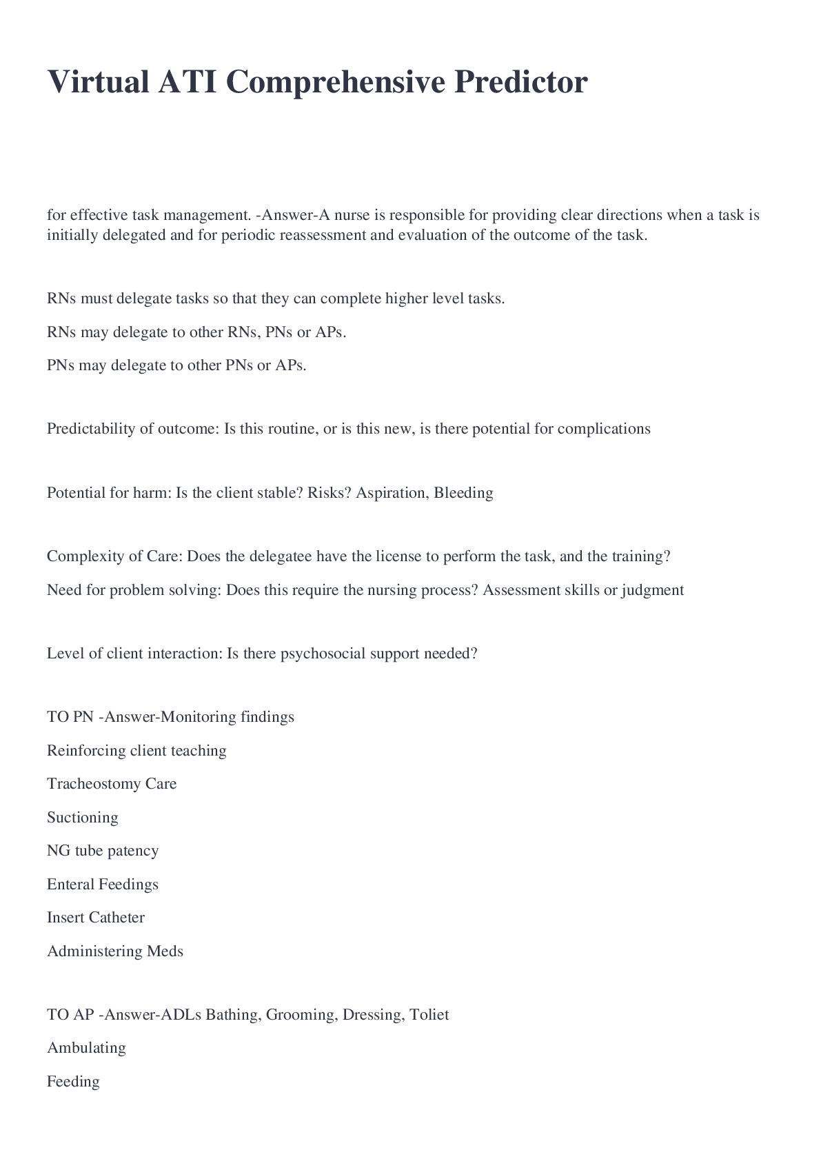 Virtual ATI Comprehensive Predictor 2022/2023 Updated Version ...