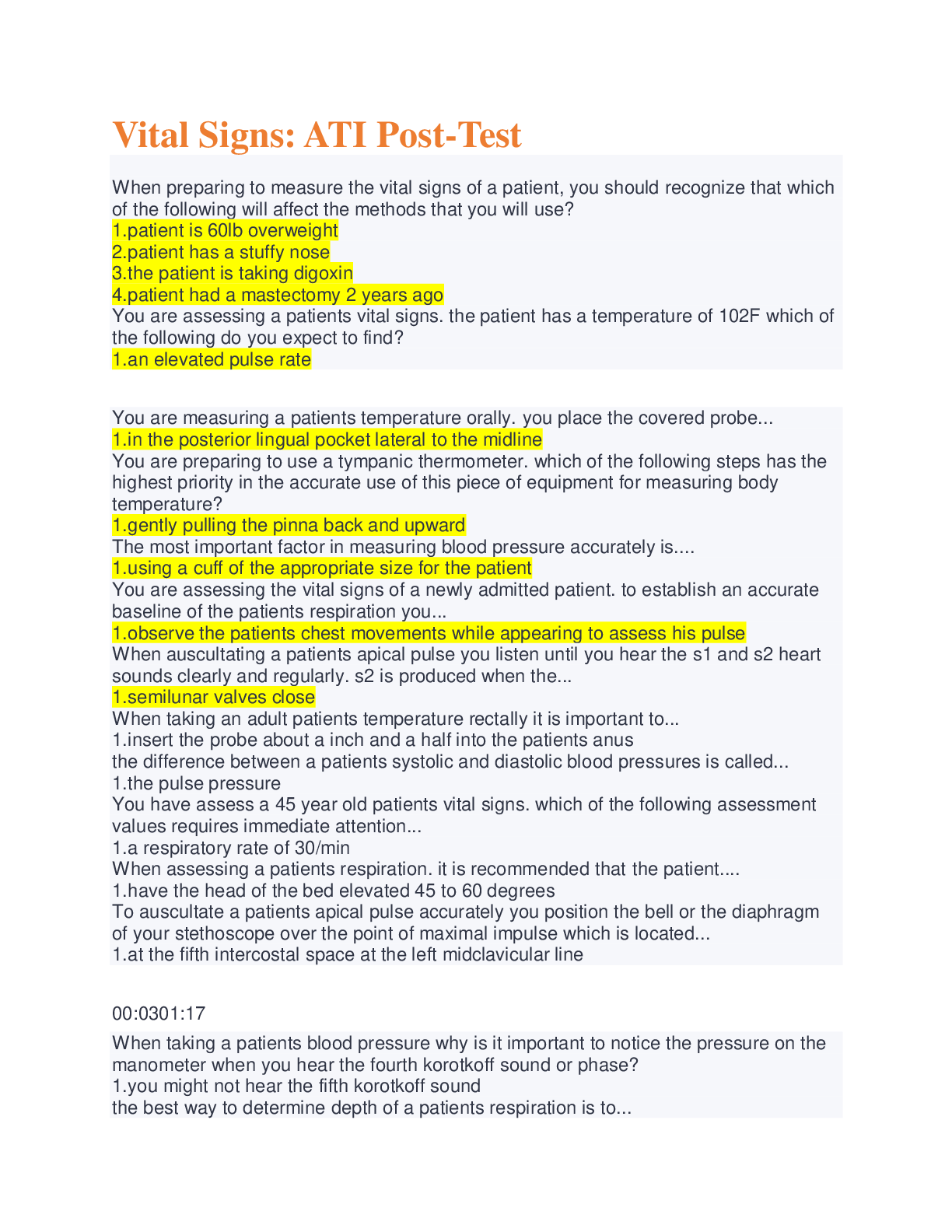 Vital Signs: ATI Post-Test Exams 2022/2023 Graded A+ - Scholarfriends