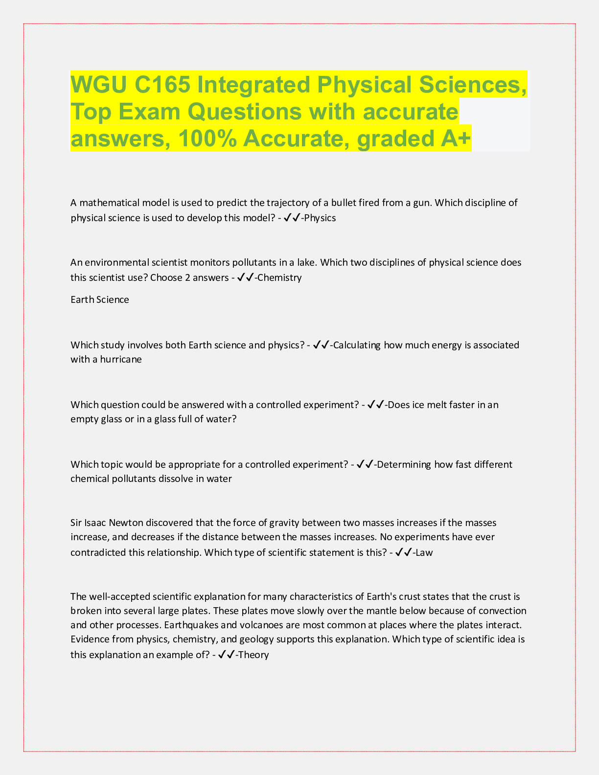 WGU C165 Integrated Physical Sciences Terms And Explanation With ...