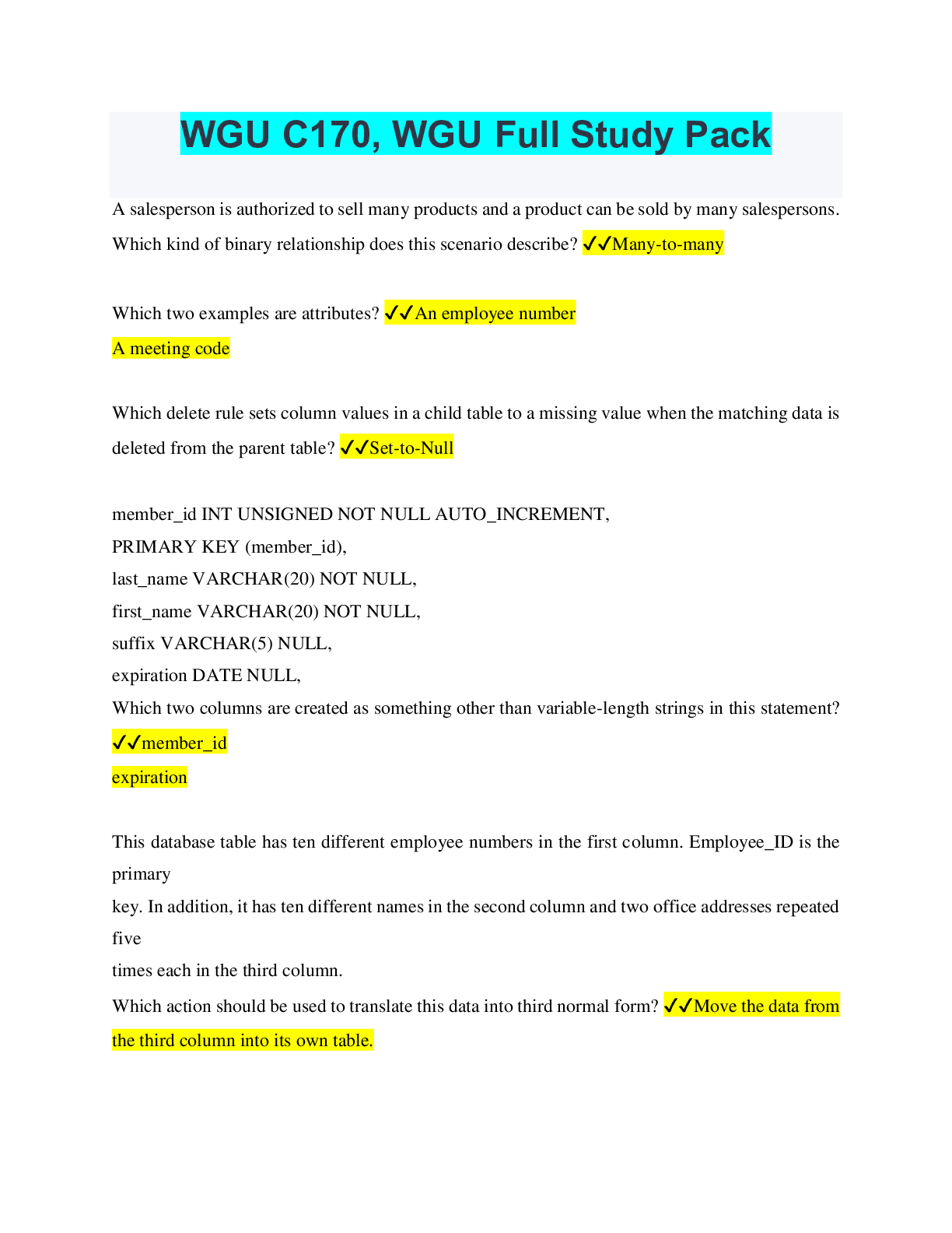 WGU C170, WGU Full Study Pack - Scholarfriends