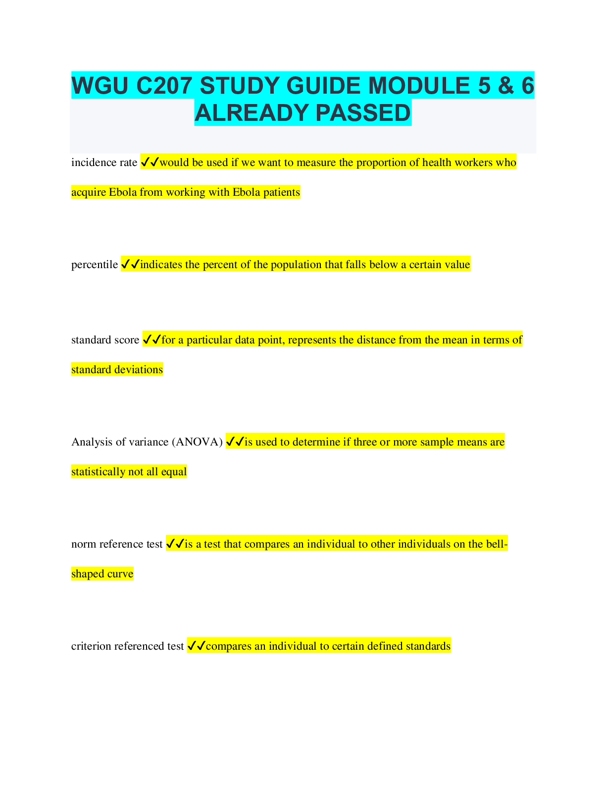 WGU C207 STUDY GUIDE MODULE 5 & 6 ALREADY PASSED - Scholarfriends