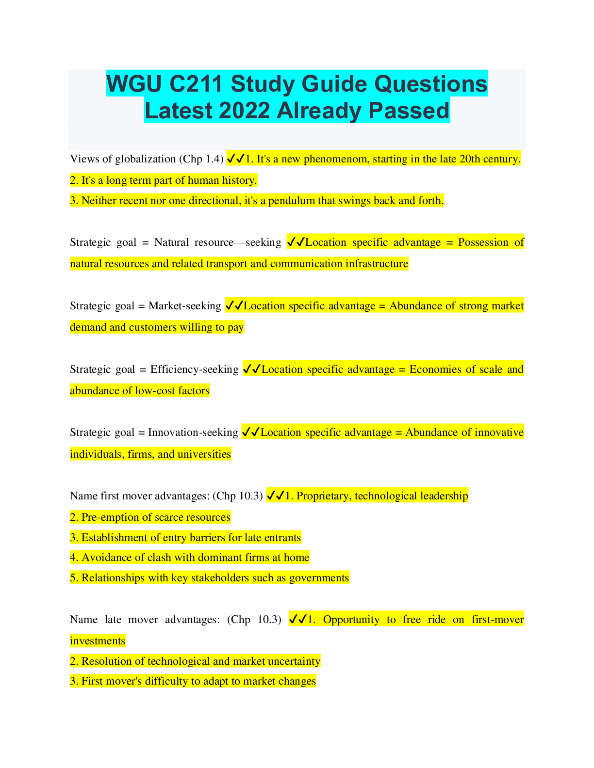 WGU C211 Study Guide Questions Latest 2022 Already Passed - Scholarfriends
