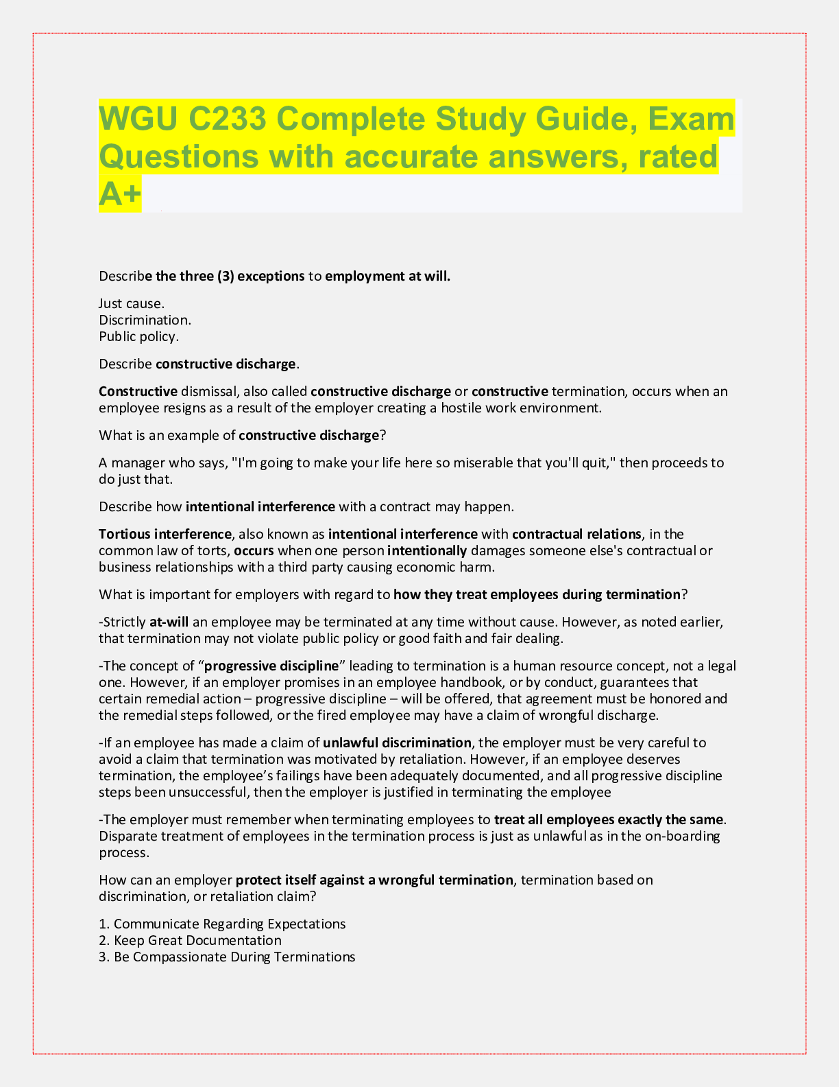 WGU C233 Complete Study Guide, Exam Questions with accurate answers ...