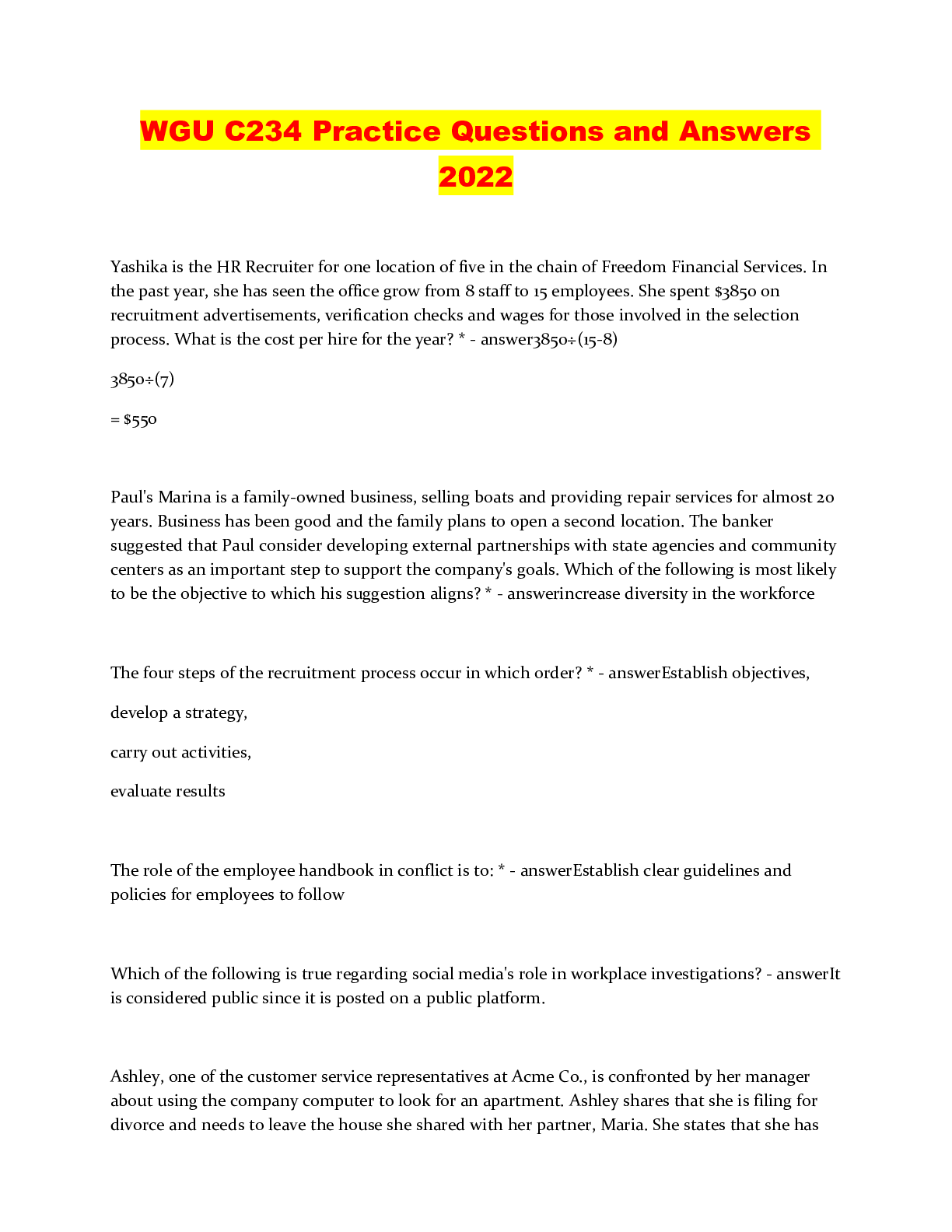 WGU C234 Practice Questions and Answers 2022 - Scholarfriends