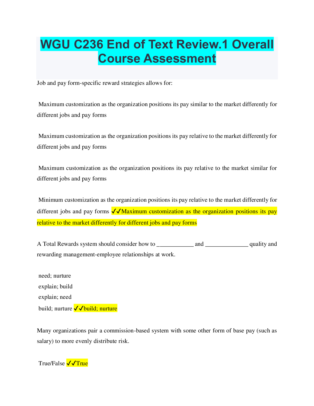 WGU C236 End of Text Review.1 Overall Course Assessment ...