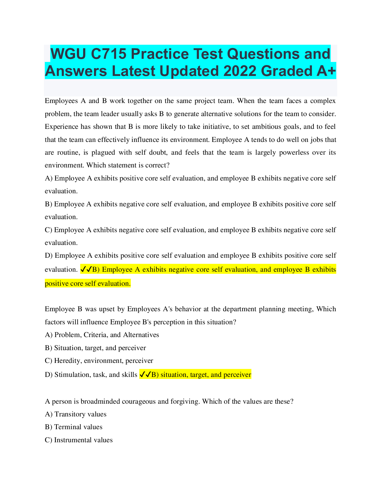 WGU C715 Practice Test Questions and Answers Latest Updated 2022 Graded ...