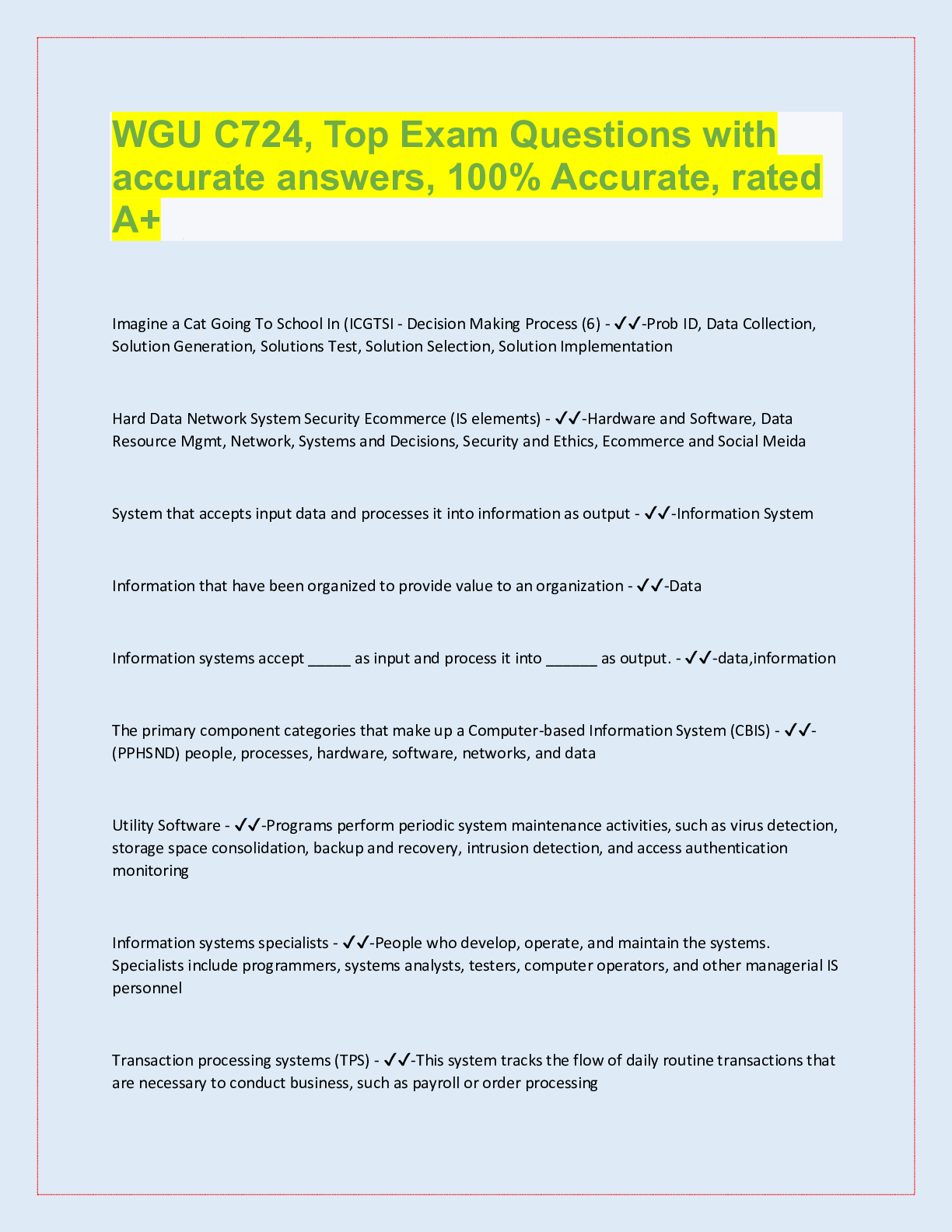 WGU Information Systems Management C724 Module 1 - Scholarfriends