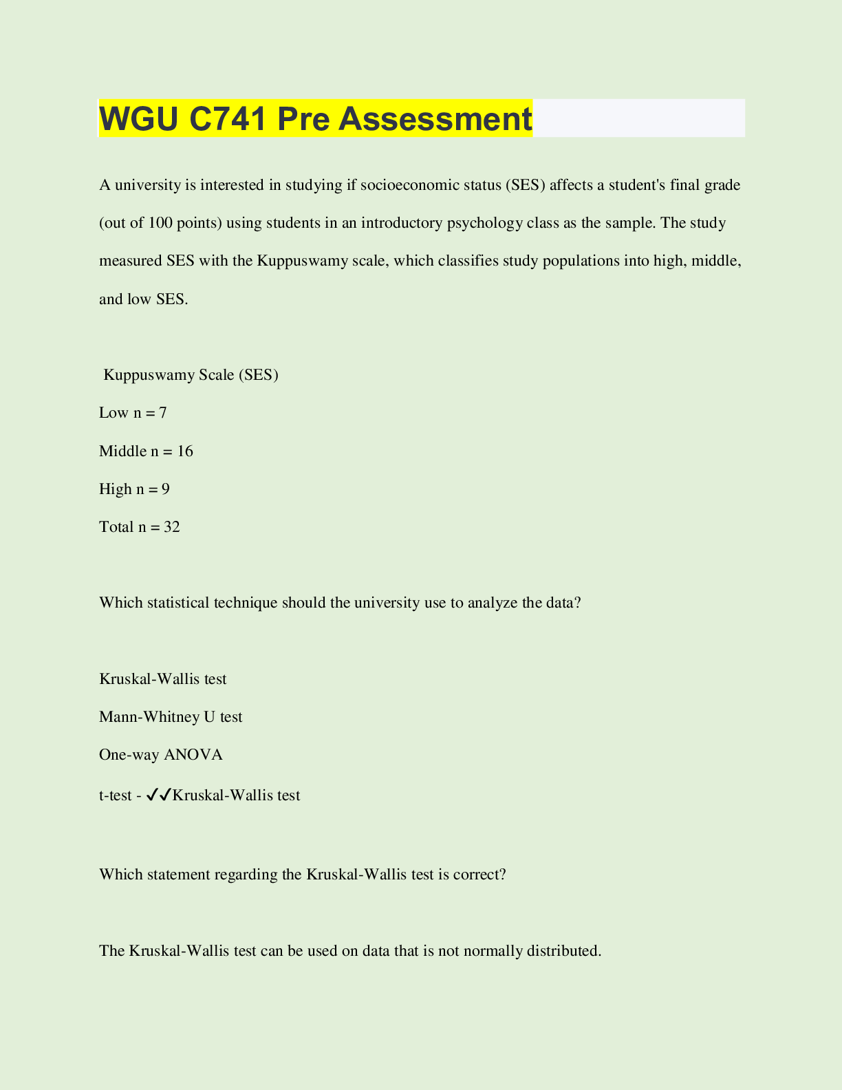 WGU C741 Pre Assessment | Questions with 100% Correct Answers ...