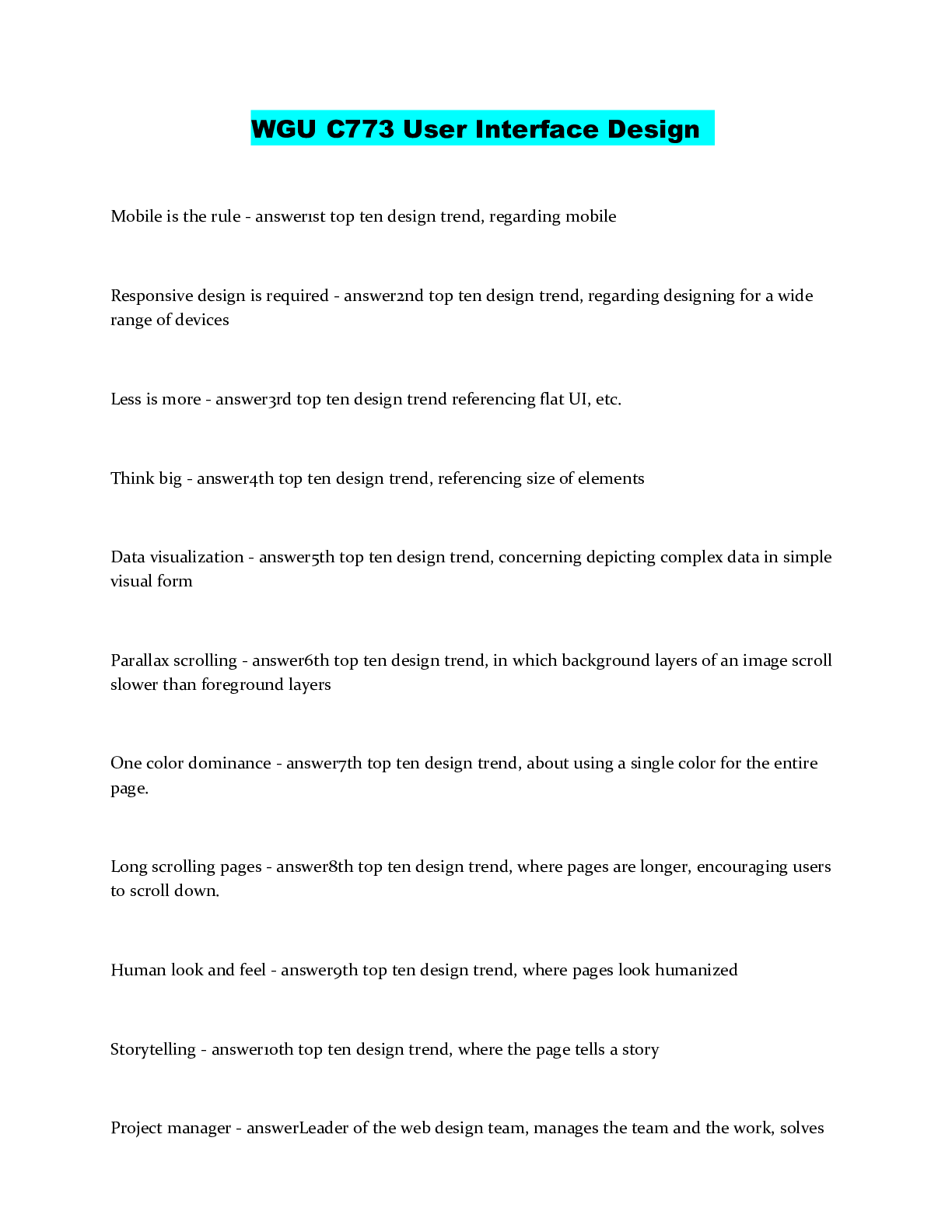 WGU C773 User Interface Design - Scholarfriends