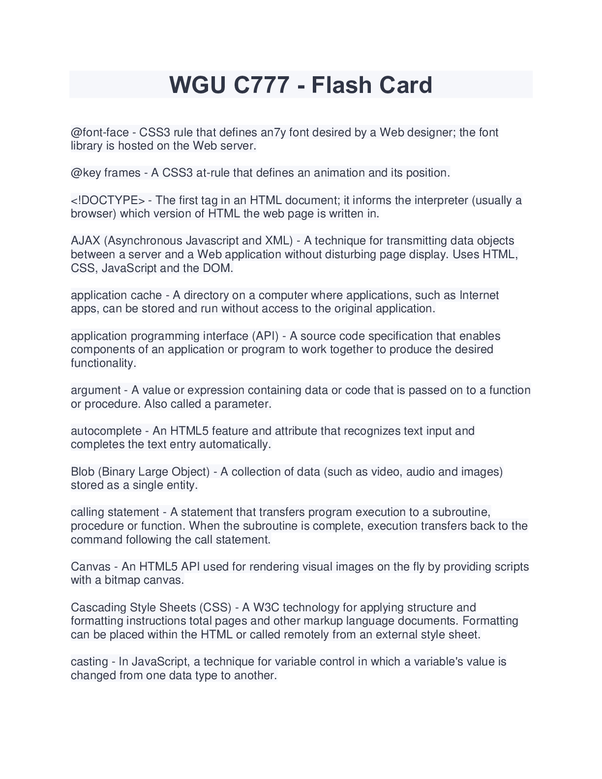 WGU C777 - Flash Card 2022/2023 (Best Guide for Exam Preparation ...