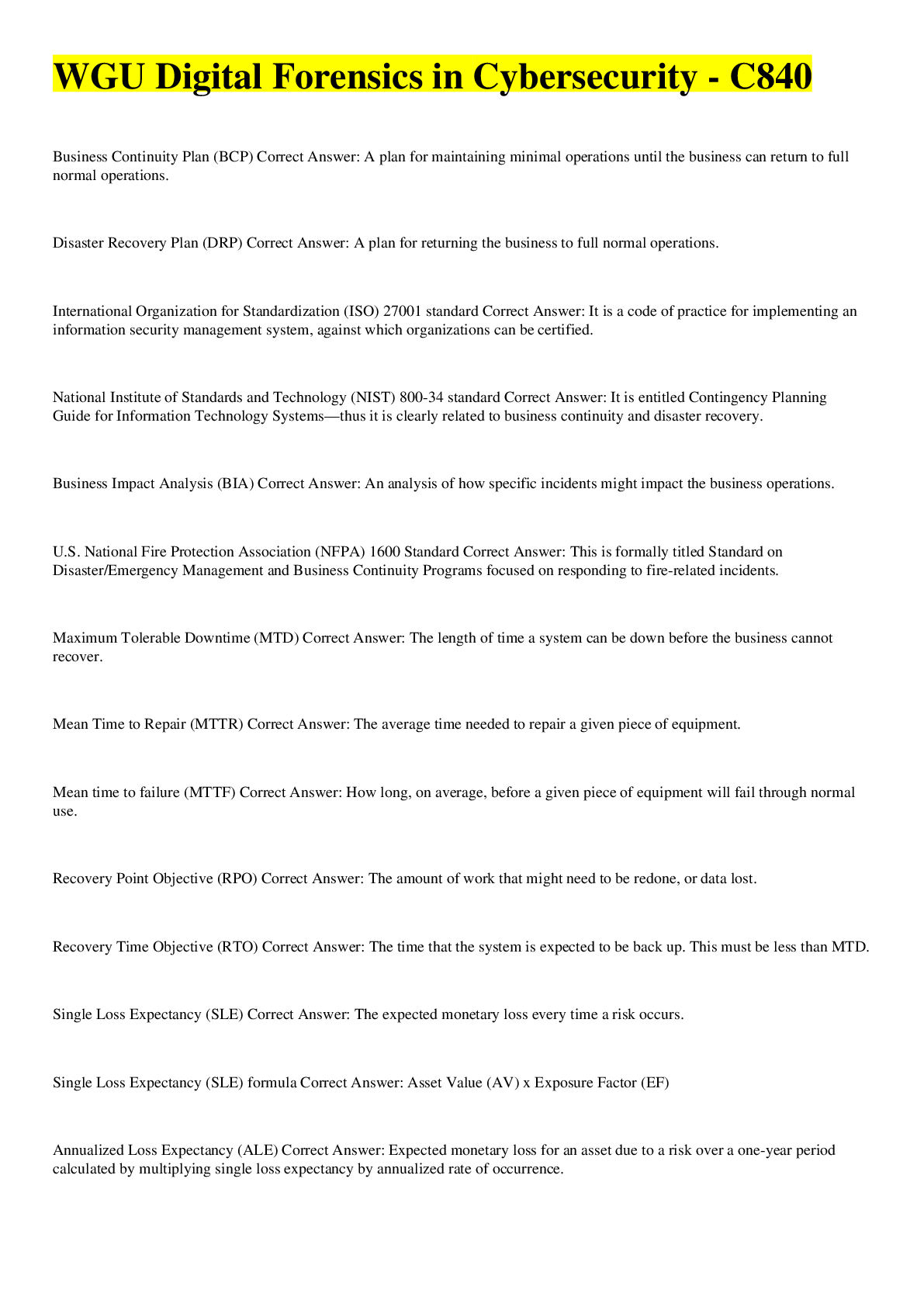 WGU Digital Forensics in Cybersecurity - C840 - Scholarfriends