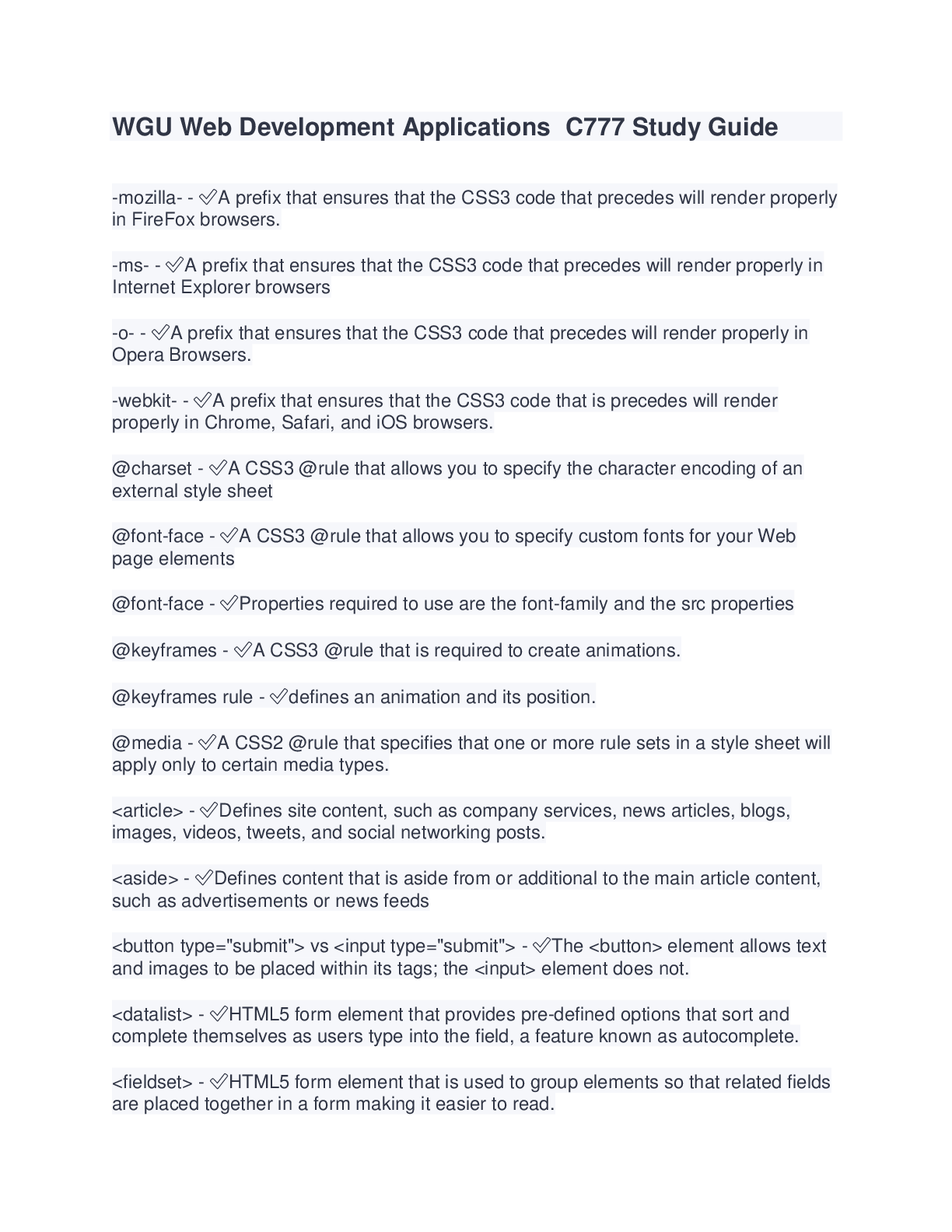 WGU Web Development Applications - C777 Study Guide 2022/2023 ...