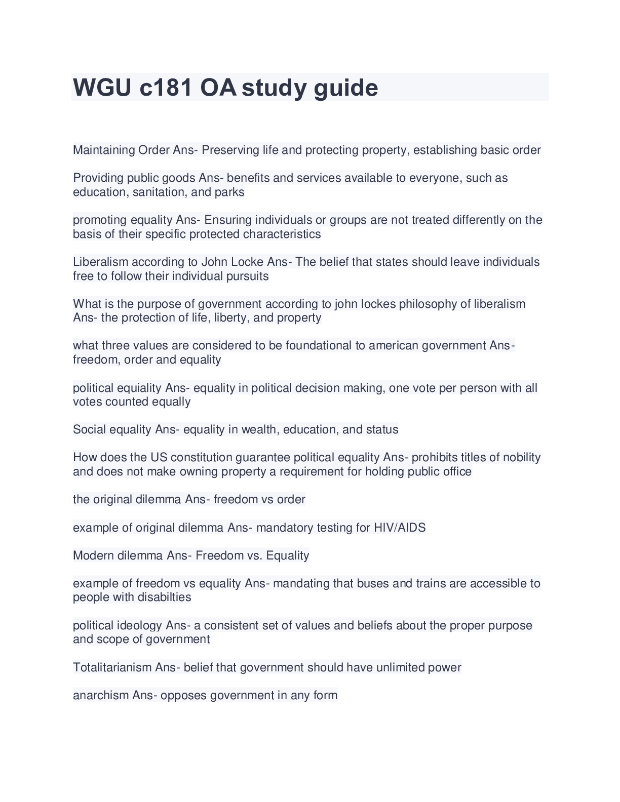 WGU c181 OA study guide with complete solutions - Scholarfriends