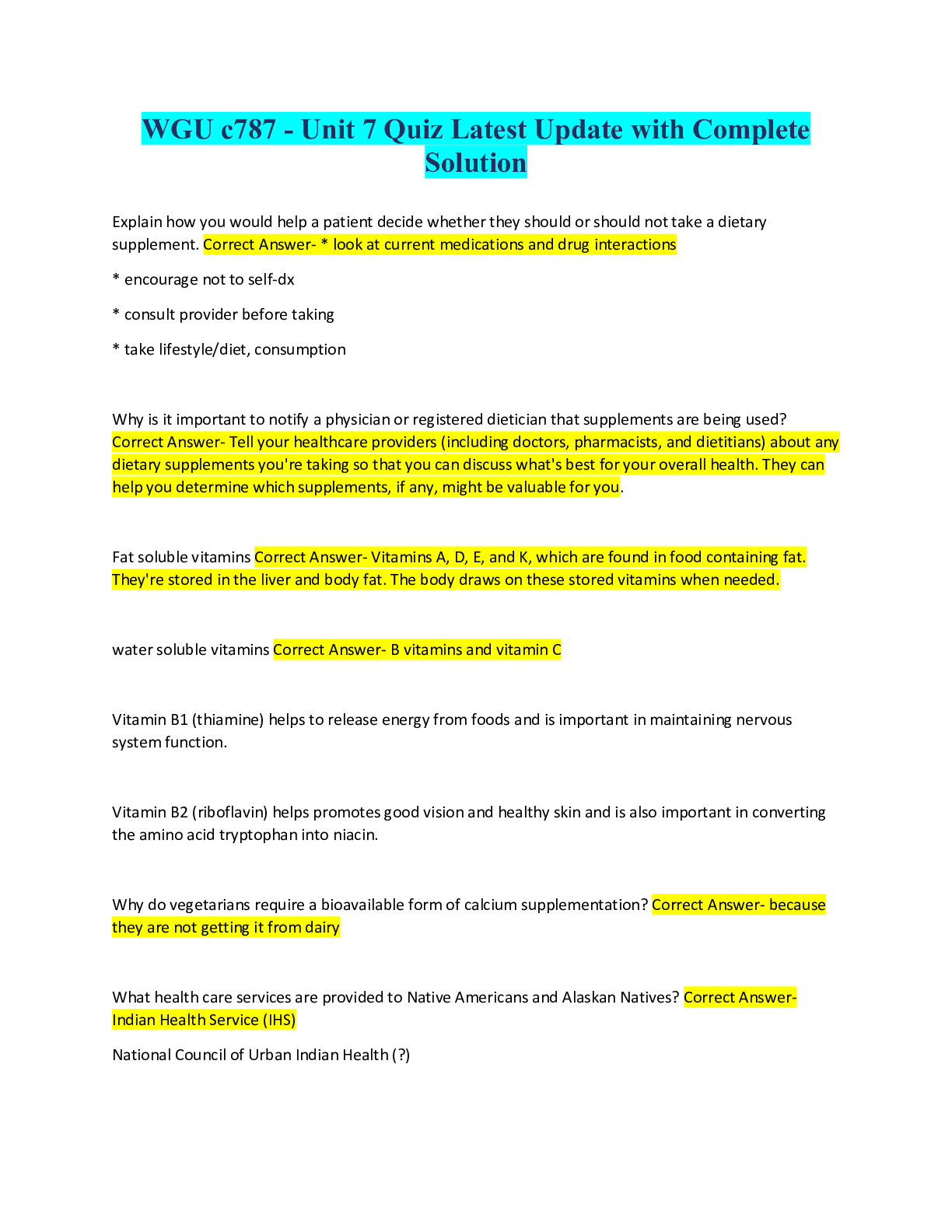 wgu c787 - Unit 7 Questions and Answers 2022/2023 - Scholarfriends