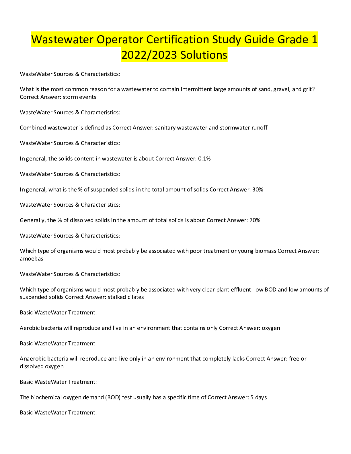 Industrial Storm Water Operator Certification / Practice Exam & Study ...