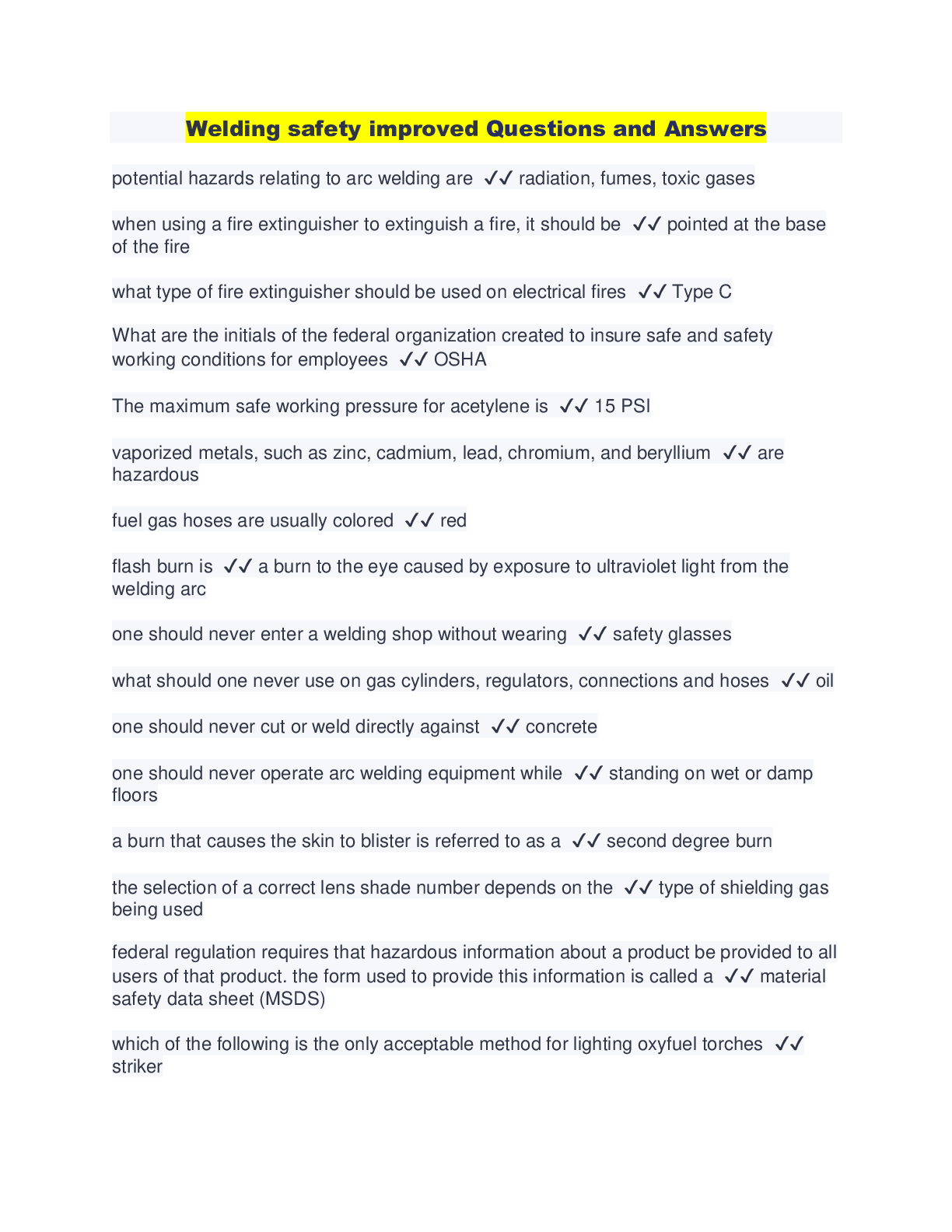 Welding safety improved Questions and Answers - Scholarfriends