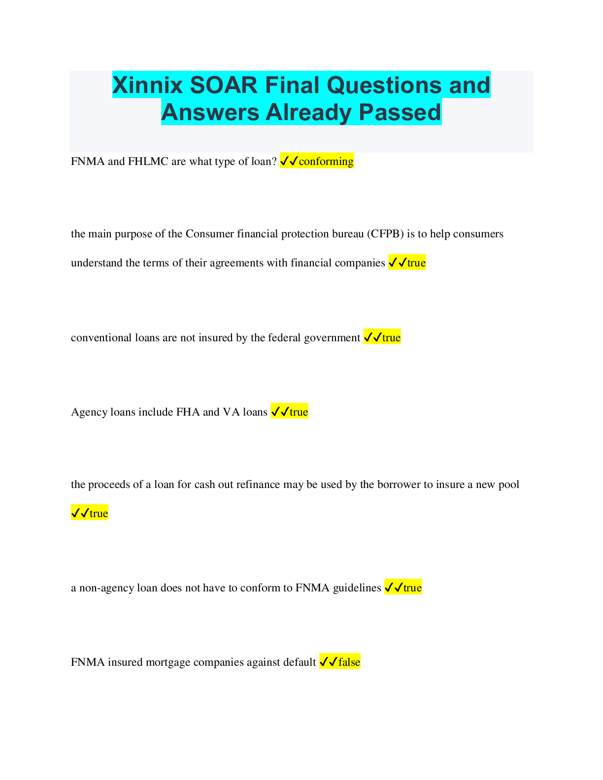 Xinnix SOAR Final Questions and Answers Already Passed - Scholarfriends